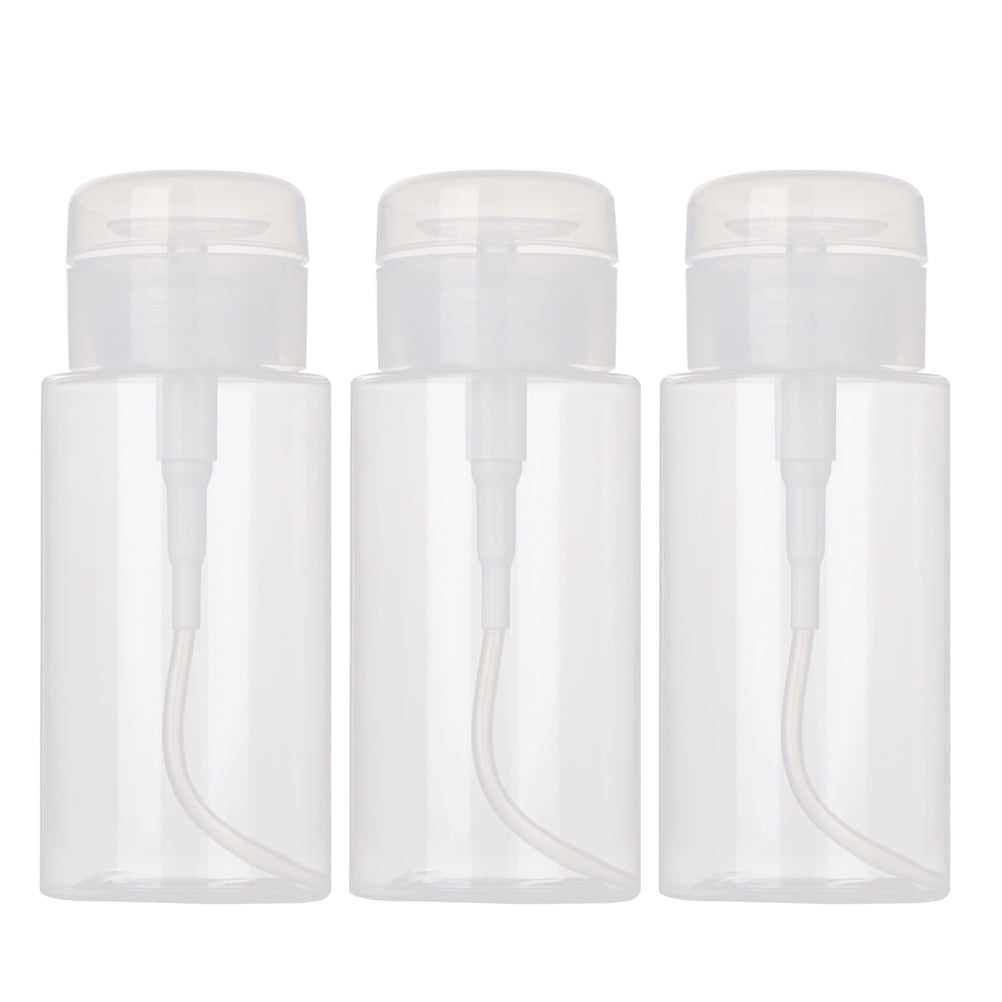 2 PCS Nail Alcohol Clear Pump Portable Containers 6X14.9CM White ...