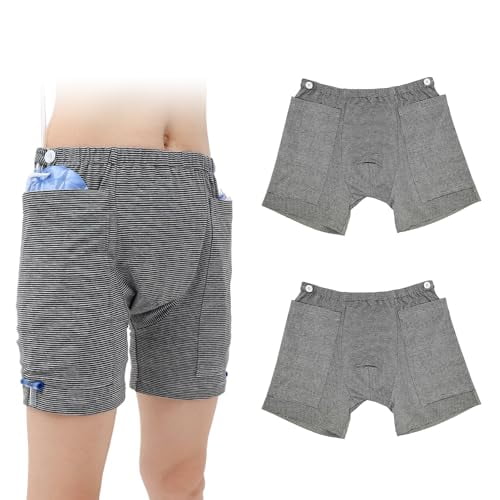 2 PCS Nephrostomy Bags Shorts for Men, Hold Up to 2 * 2000ML, Incontinence Care Trousers for ...