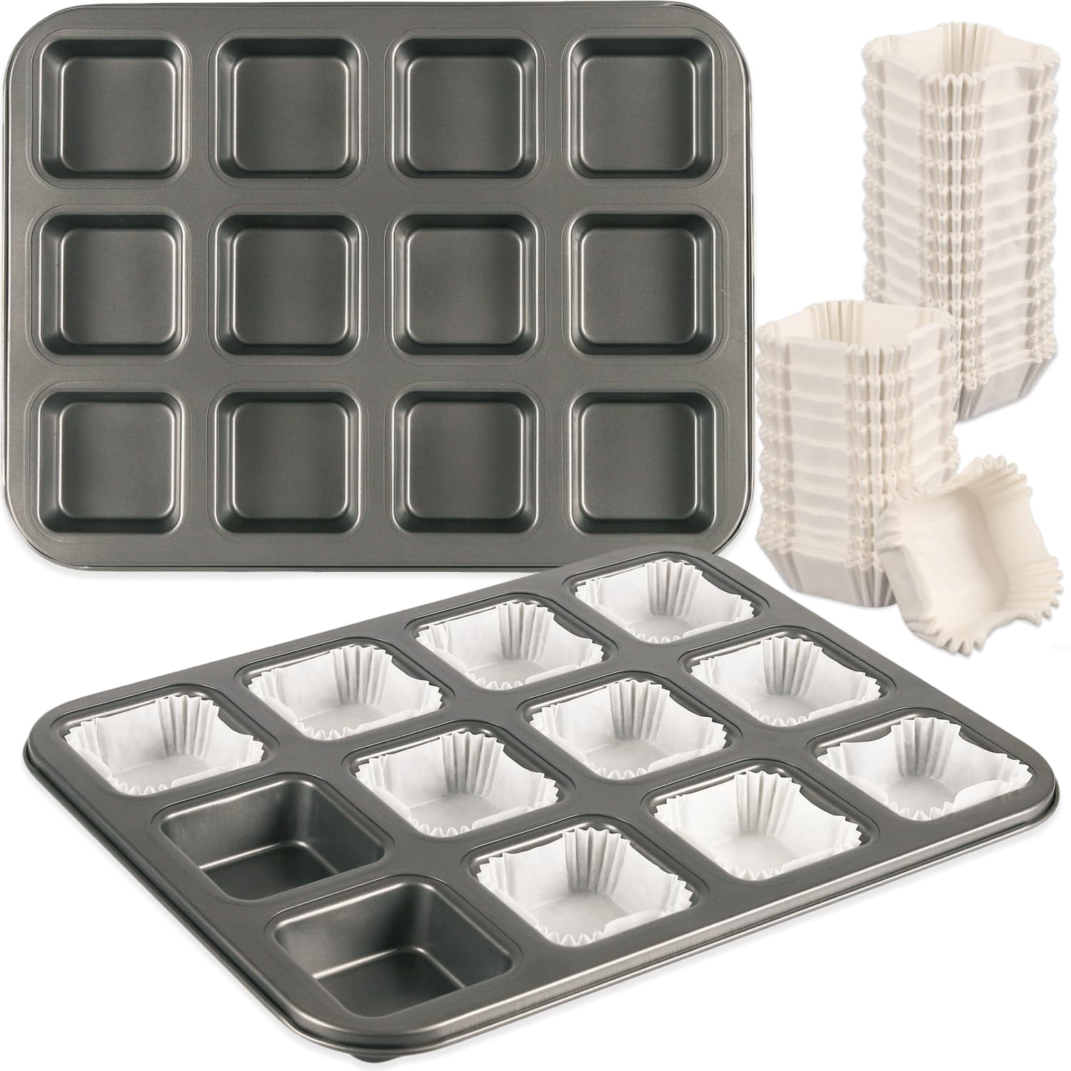 2 PCS Nonstick Loaf Pan Set, 9 x 5 Inch Carbon Steel Rectangle Bakeware ...
