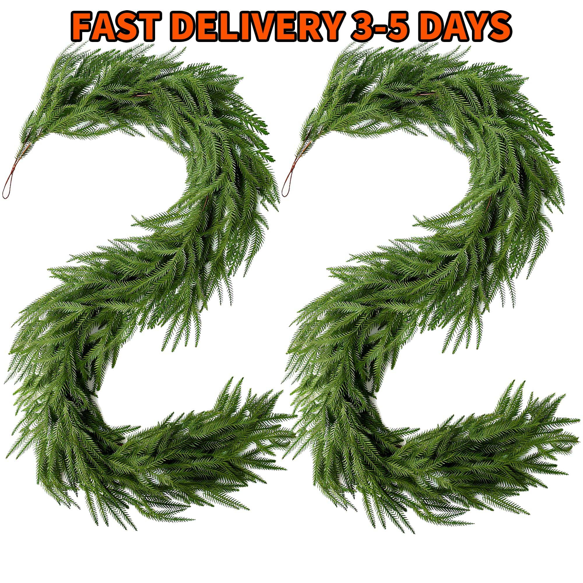 2 PCS 6FT Norfolk Pine Garland Christmas Garland, 6FT Cedar Garlands ...