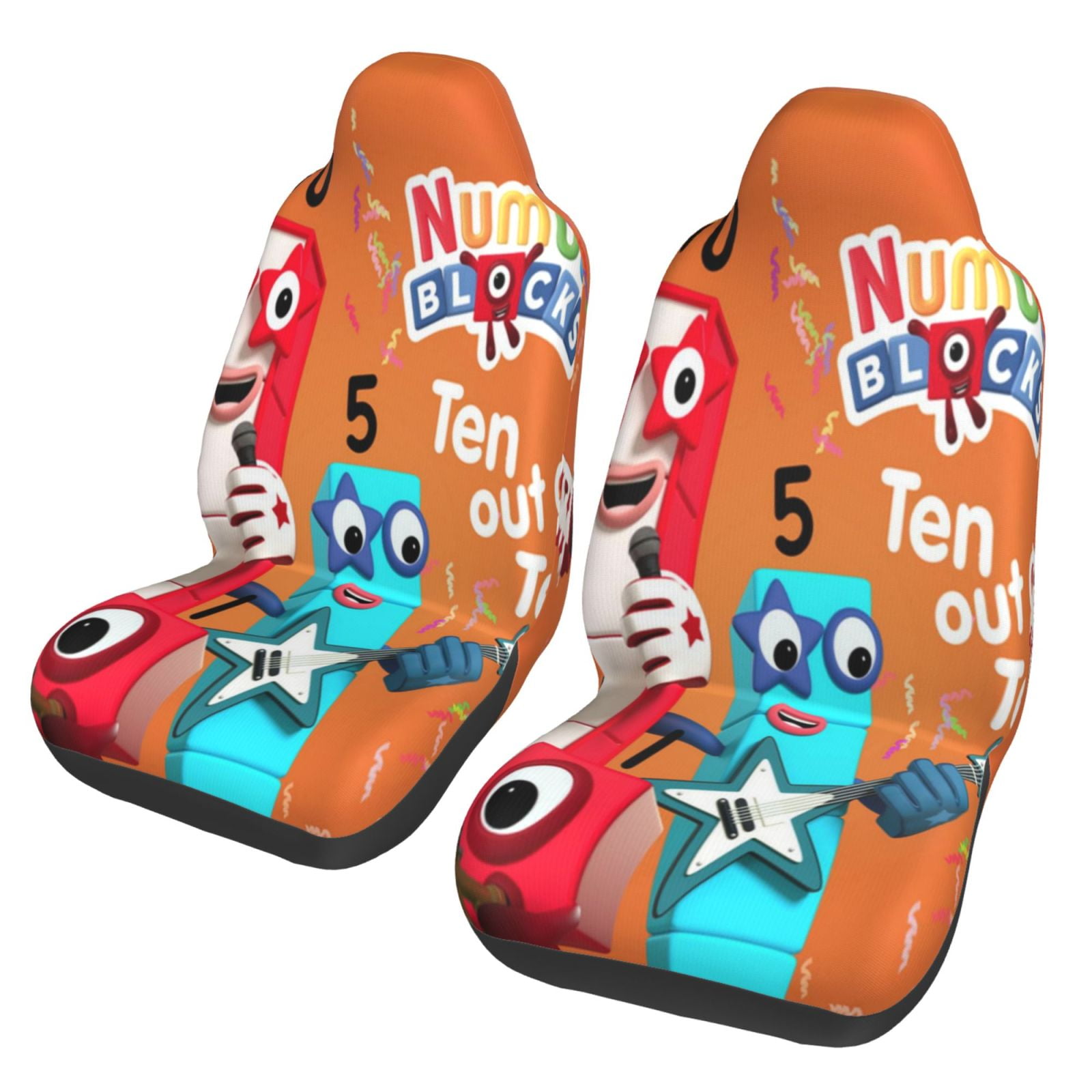 2 PCS Number Cartoon Show Block Car Seat Covers Cartoon Car Interior ...