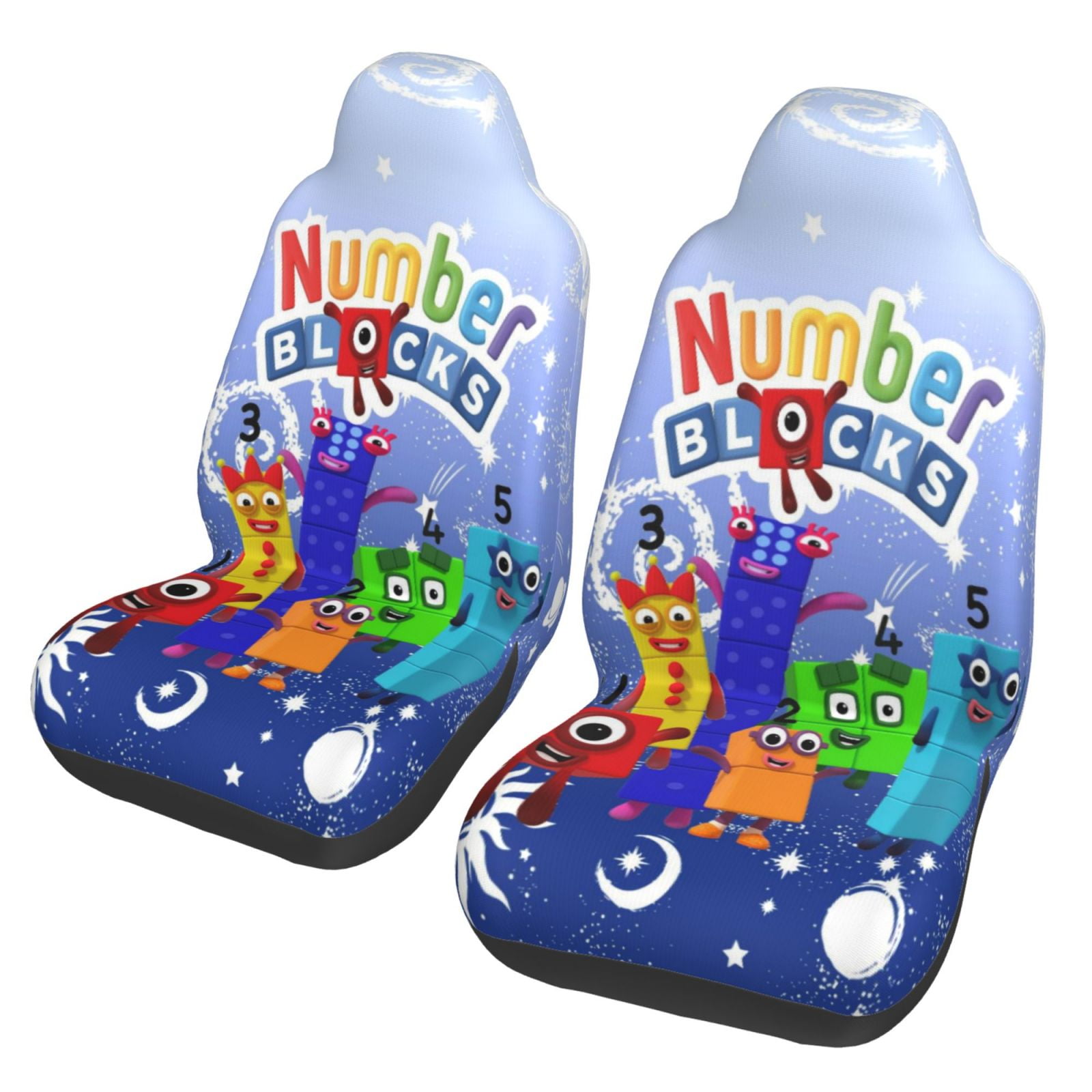 2 PCS Number Cartoon Show Block Car Seat Covers Cartoon Car Interior ...