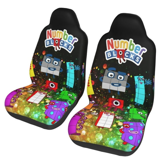 2 PCS Number Cartoon Show Block Car Seat Covers Cartoon Car Interior ...