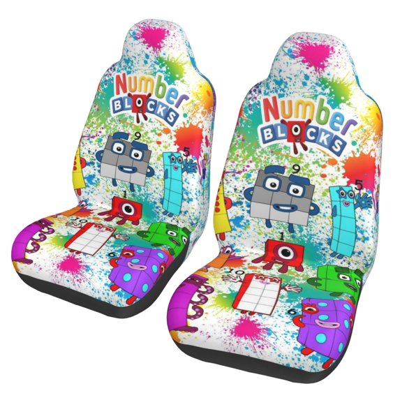 2 PCS Number Cartoon Show Block Car Seat Covers Cartoon Car Interior ...