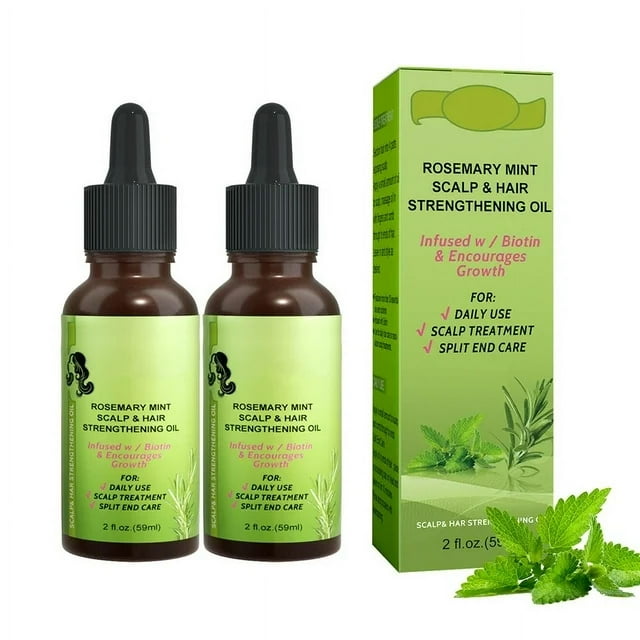 2 PCS Organics Rosemary Mint Scalp & Hair Strengthening Oil With Biotin ...