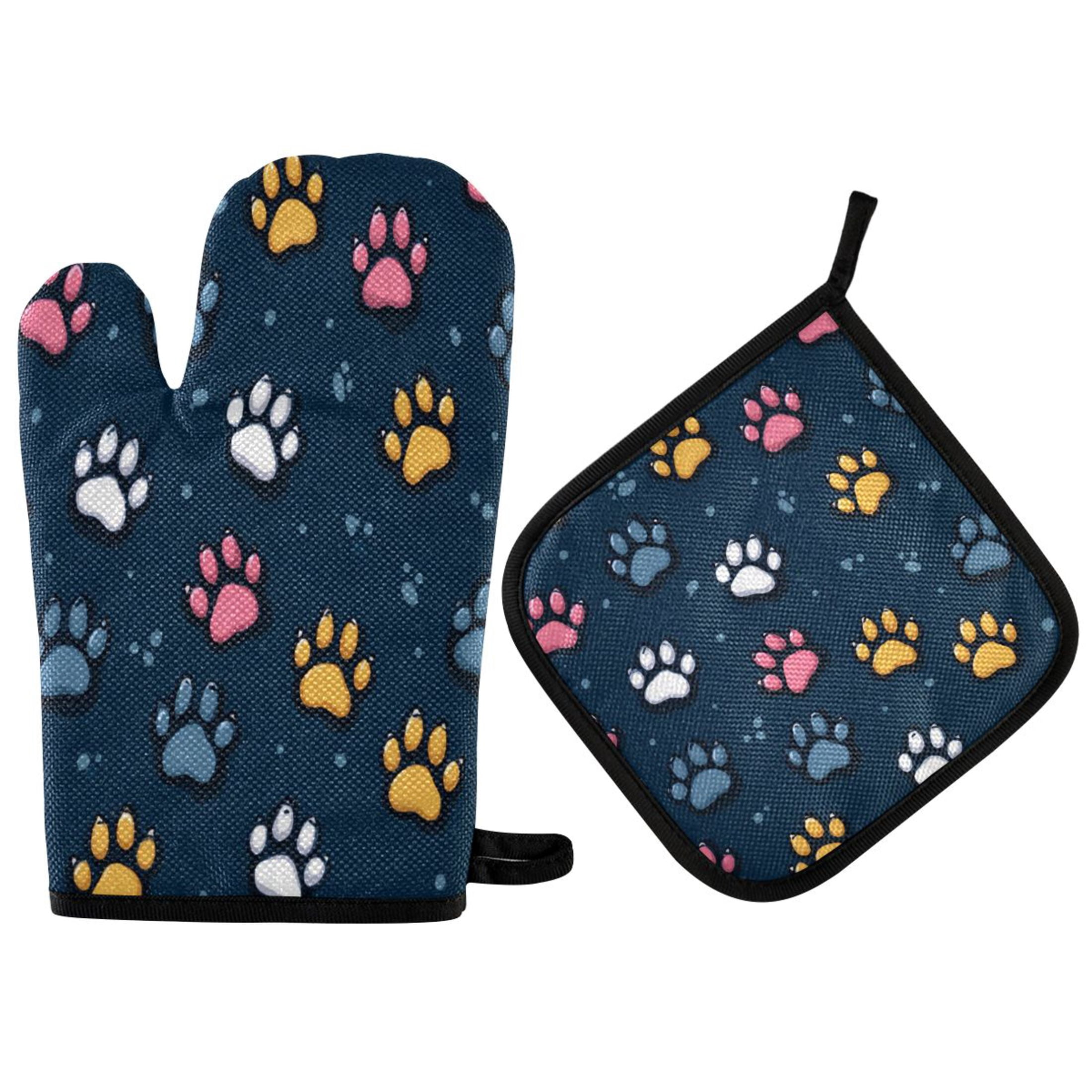 2 PCS Oven Baking Gloves Set Heat Resistant Oven Mitt & Pot Holder Set ...