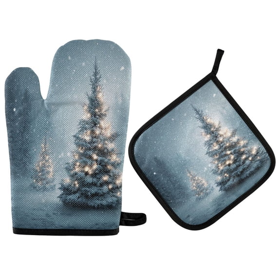 2 PCS Oven Baking Gloves Set Heat Resistant Oven Mitt & Pot Holder Set ...