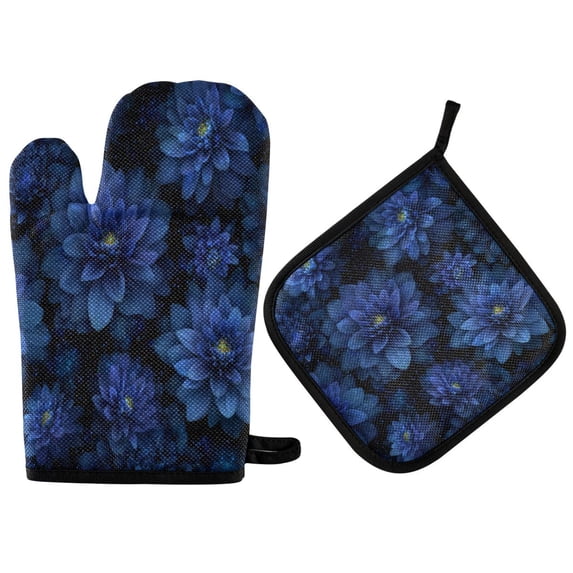 2 PCS Oven Baking Gloves Set Heat Resistant Oven Mitt & Pot Holder Set ...