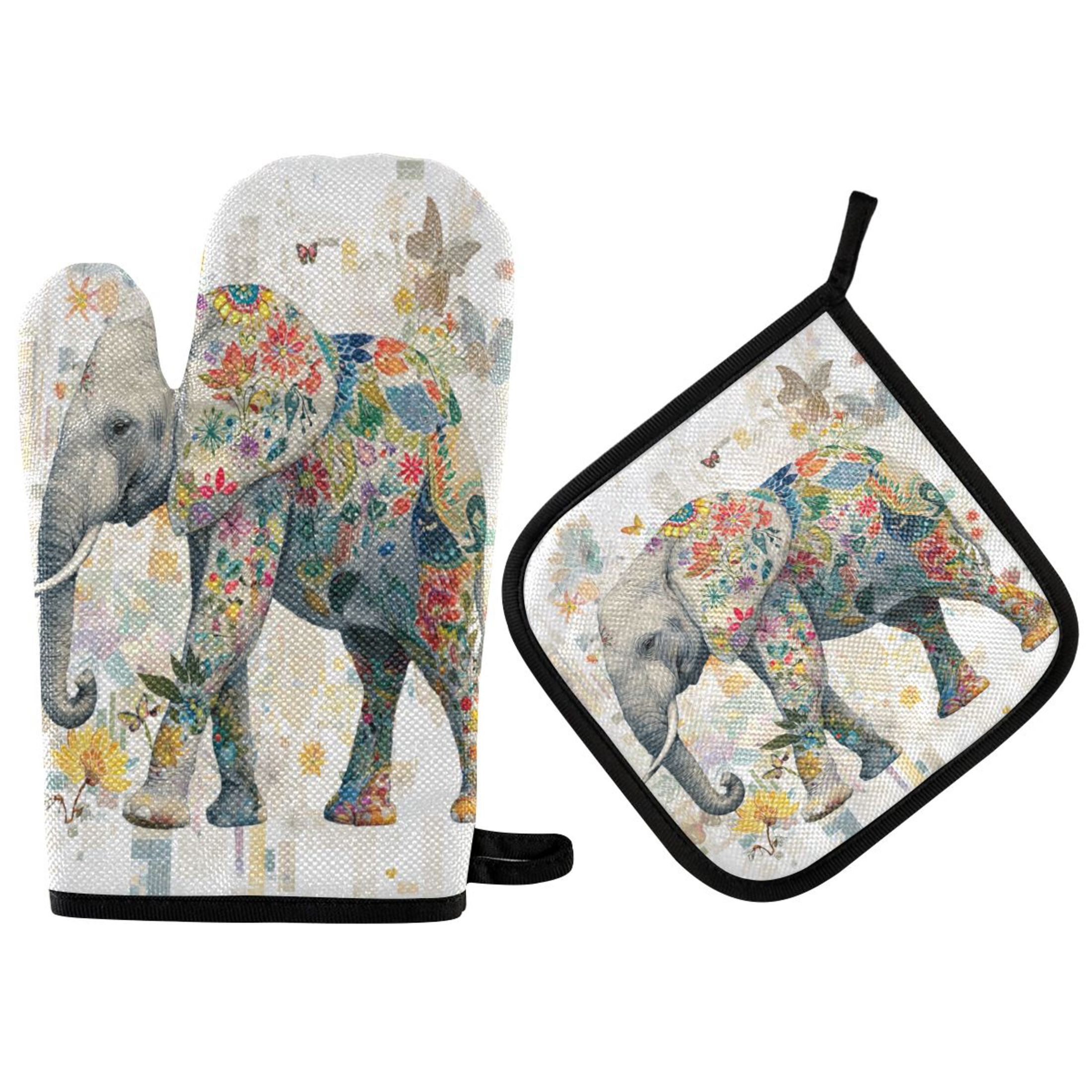 2 PCS Oven Baking Gloves Set Heat Resistant Oven Mitt & Pot Holder Set ...