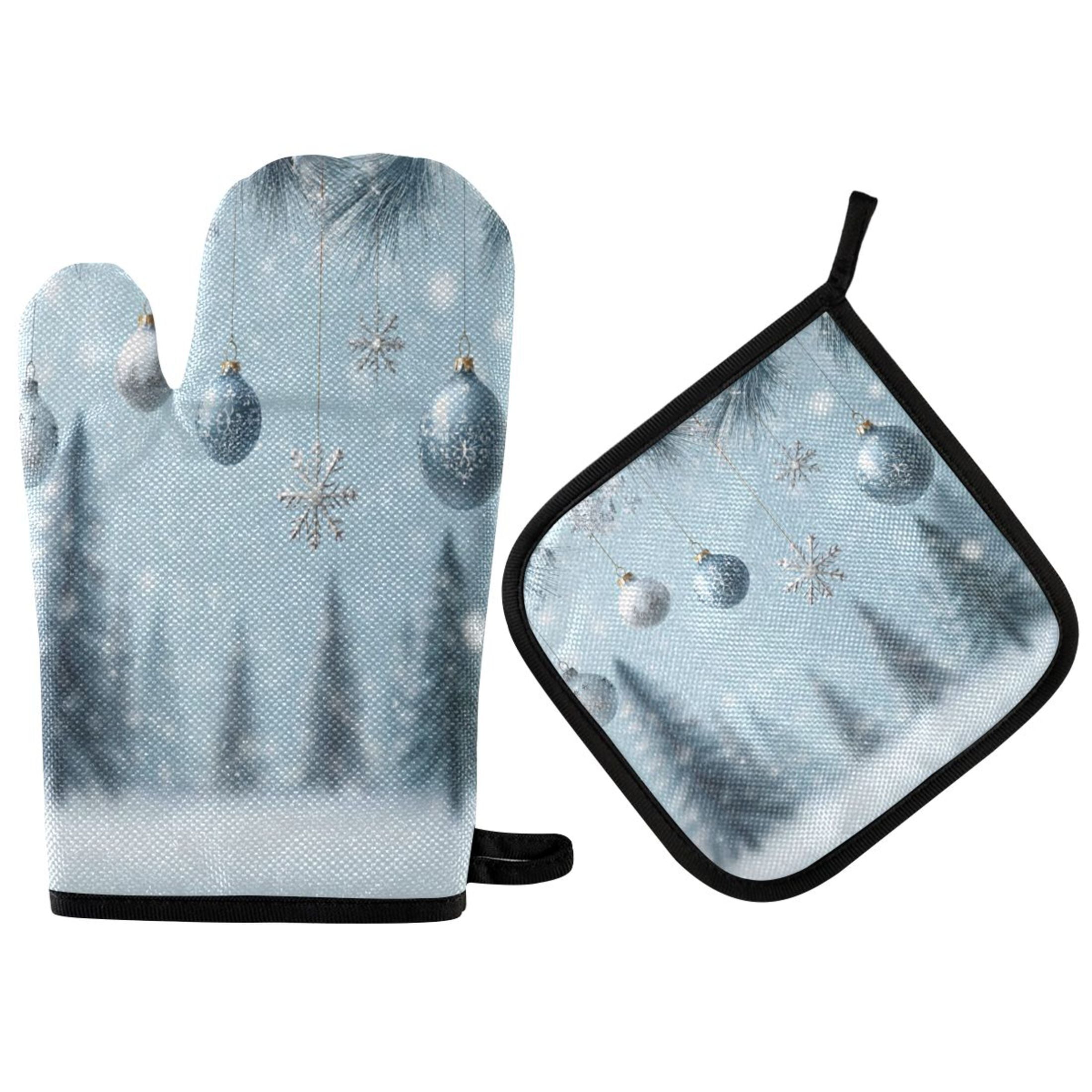 2 PCS Oven Baking Gloves Set Heat Resistant Oven Mitt & Pot Holder Set ...