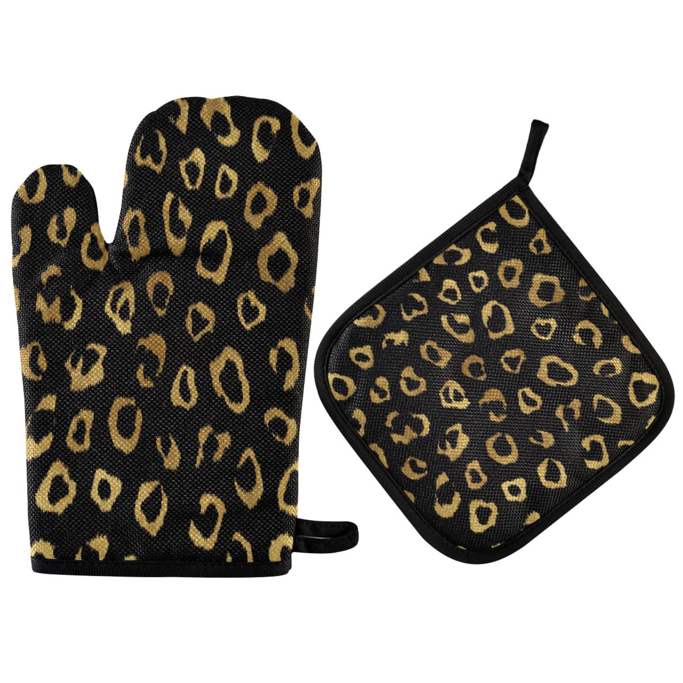 2 PCS Oven Baking Gloves Set Heat Resistant Oven Mitt & Pot Holder Set ...