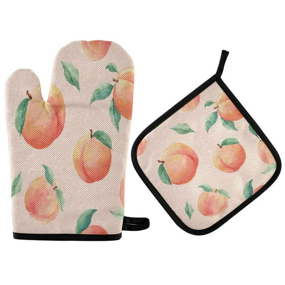 2 PCS Oven Baking Gloves Set Heat Resistant Oven Mitt & Pot Holder Set ...