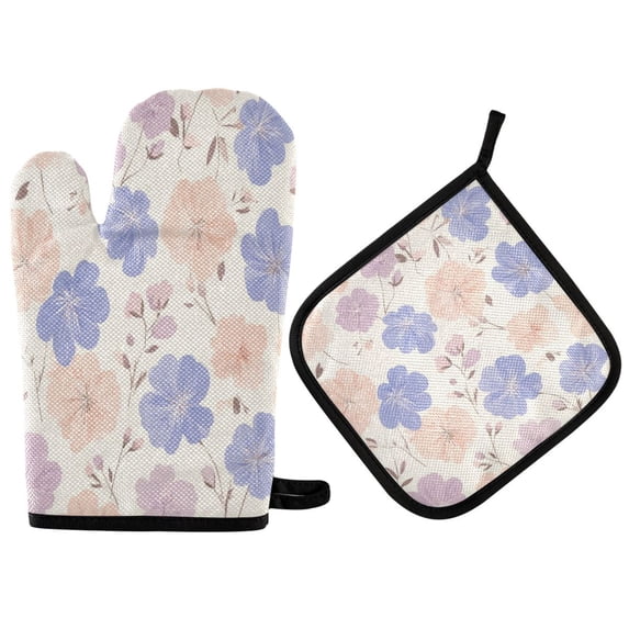 2 PCS Oven Baking Gloves Set Heat Resistant Oven Mitt & Pot Holder Set ...