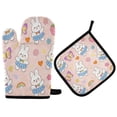 2 PCS Oven Baking Gloves Set Heat Resistant Oven Mitt & Pot Holder Set ...