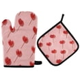 2 PCS Oven Baking Gloves Set Heat Resistant Oven Mitt & Pot Holder Set ...