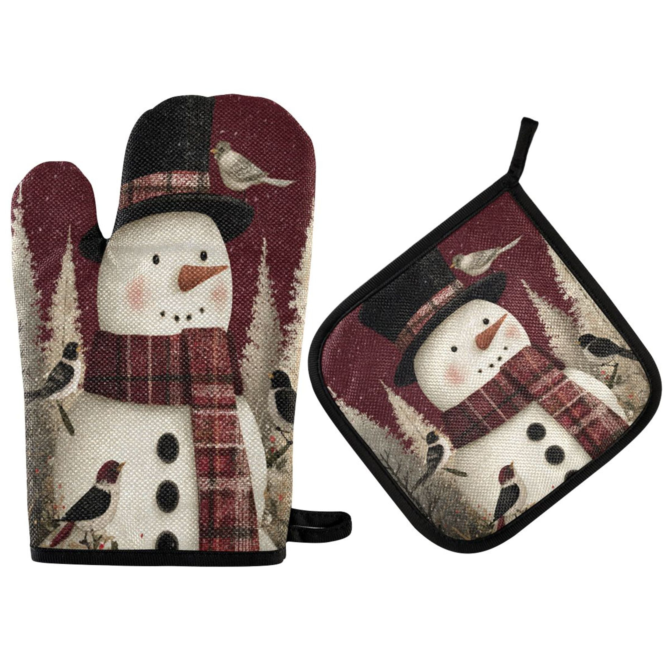 2 PCS Oven Baking Gloves Set Heat Resistant Oven Mitt & Pot Holder Set ...