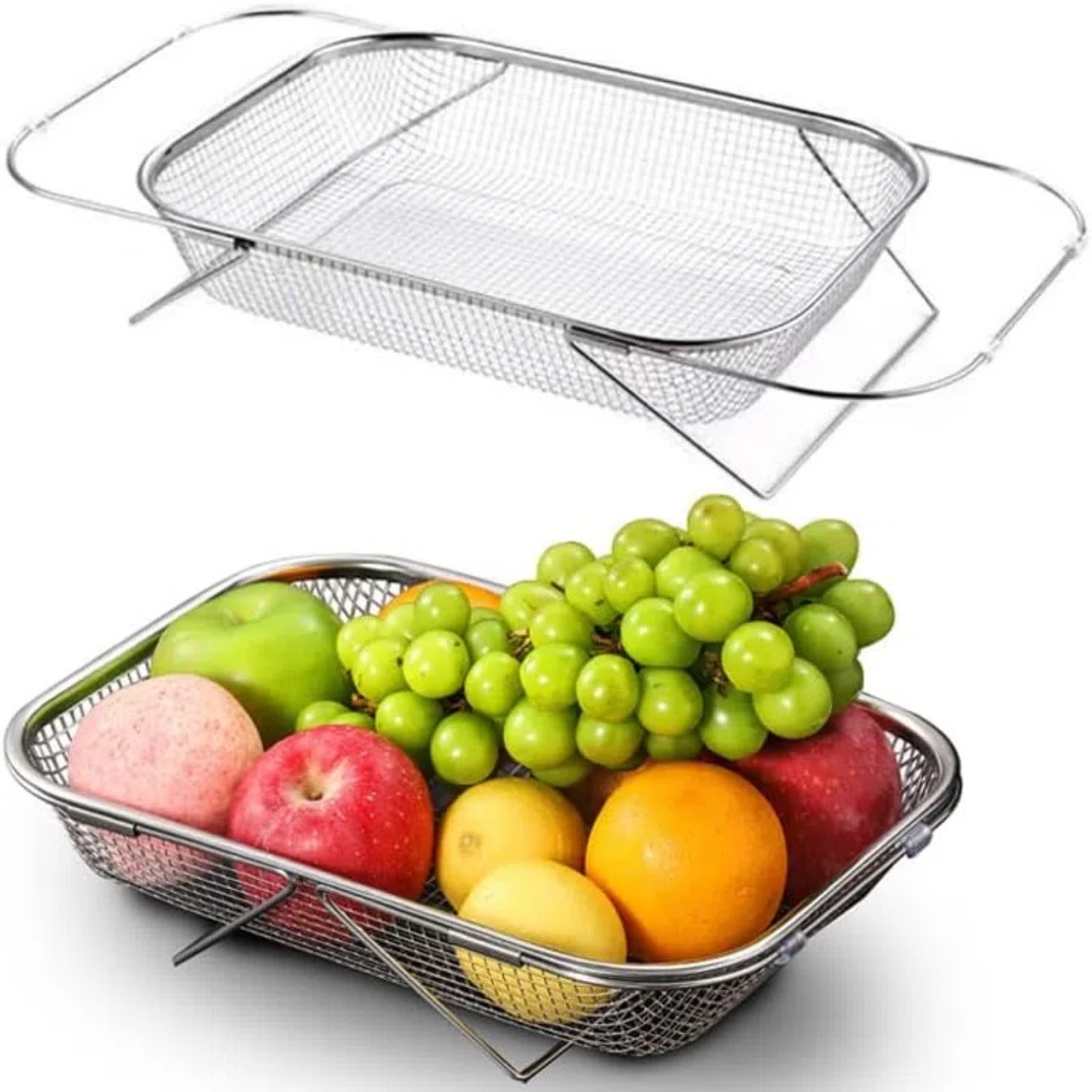 2 PCS Over the Sink Colander Strainer Basket Stainless Steel Fine Mesh ...