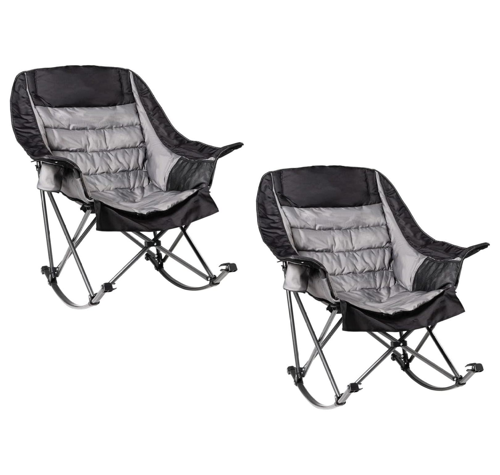 2 PCS Oversized Rocking Camping Chair for Adults - 400lbs Capacity ...