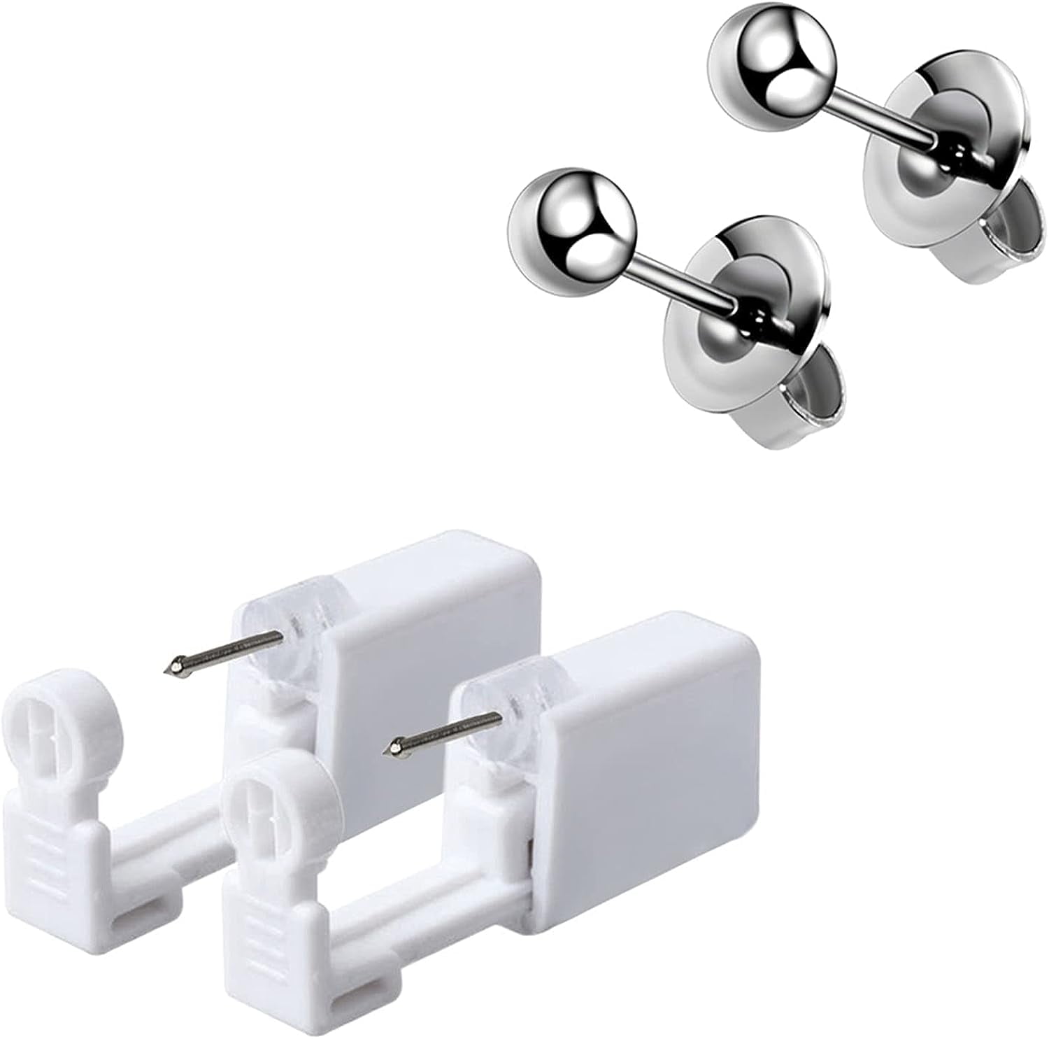 2 PCS Painless Ear Piercing Kit With Built-in Ear Stud Disposable Ear ...