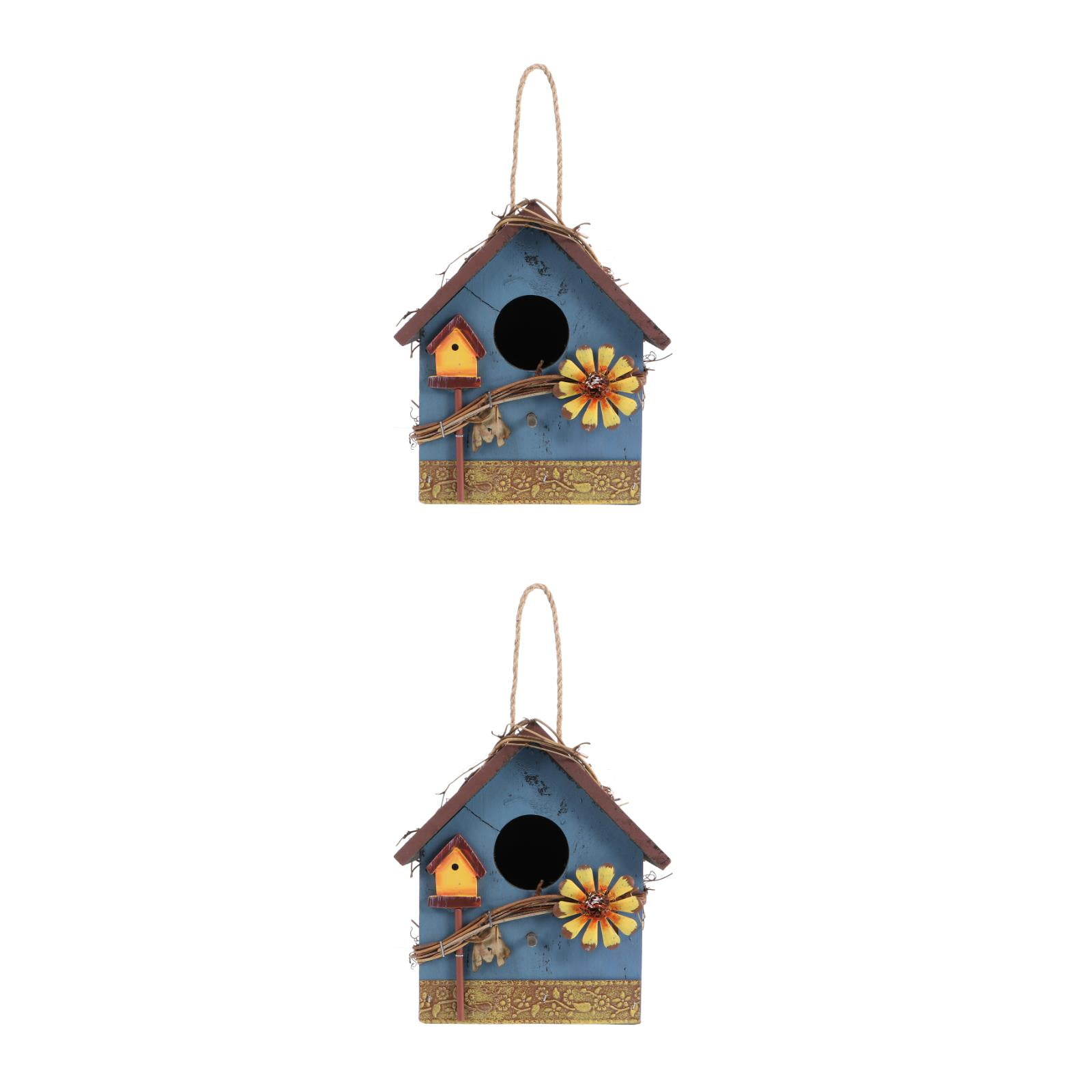 2 PCS Parrot House Bird Kits Outdoor Garden Decor Feeder Fitness Blue ...