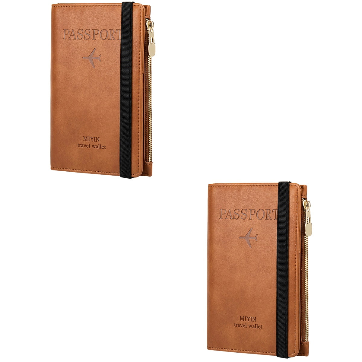 2 Pcs Passport Bag Mens Wallets Man And Women Passports Photoprint Pu Leather