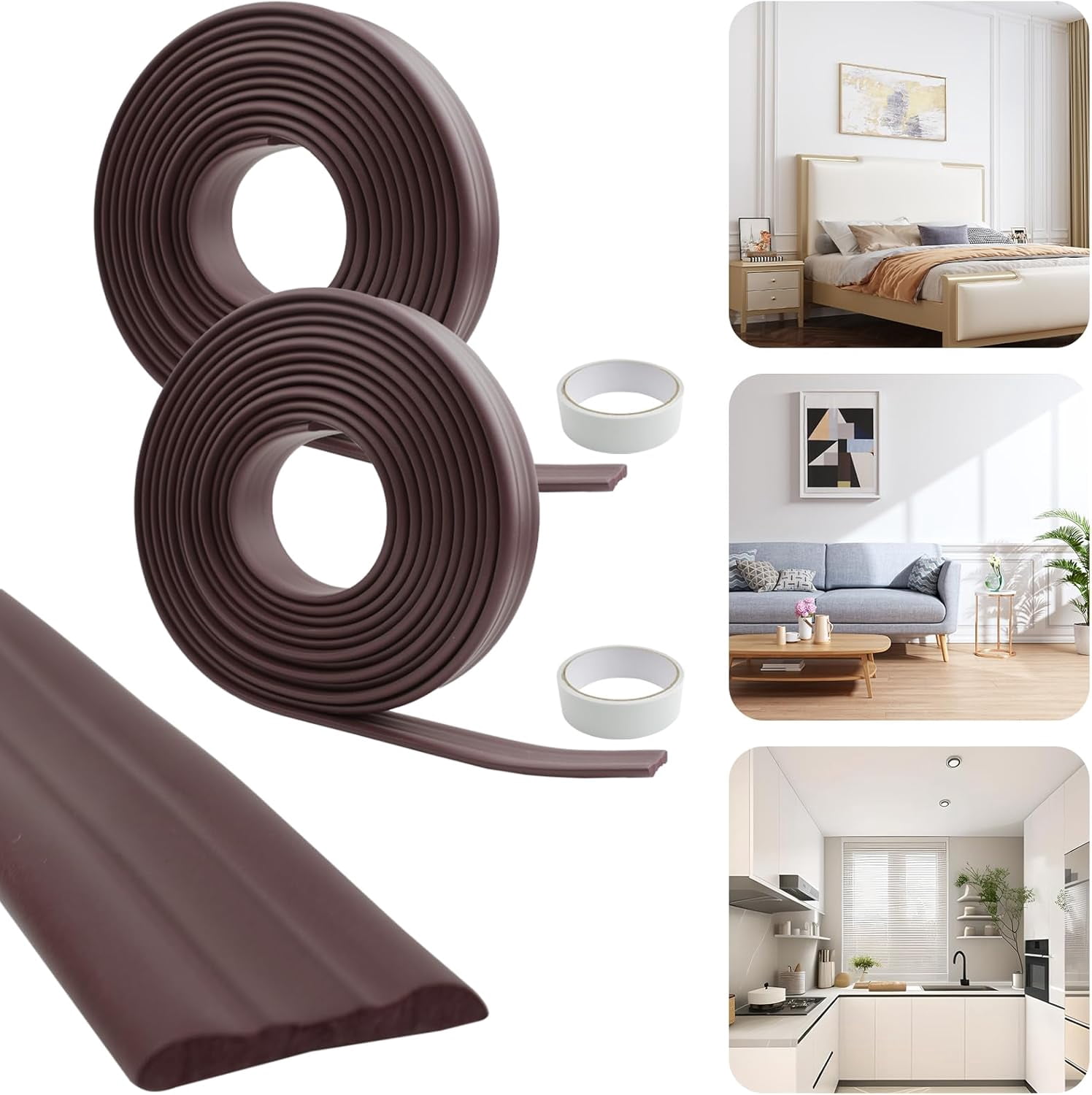 2 PCS Peel and Stick Wall Molding 16.4 Ft x 1.2" Chair Rail Moulding ...