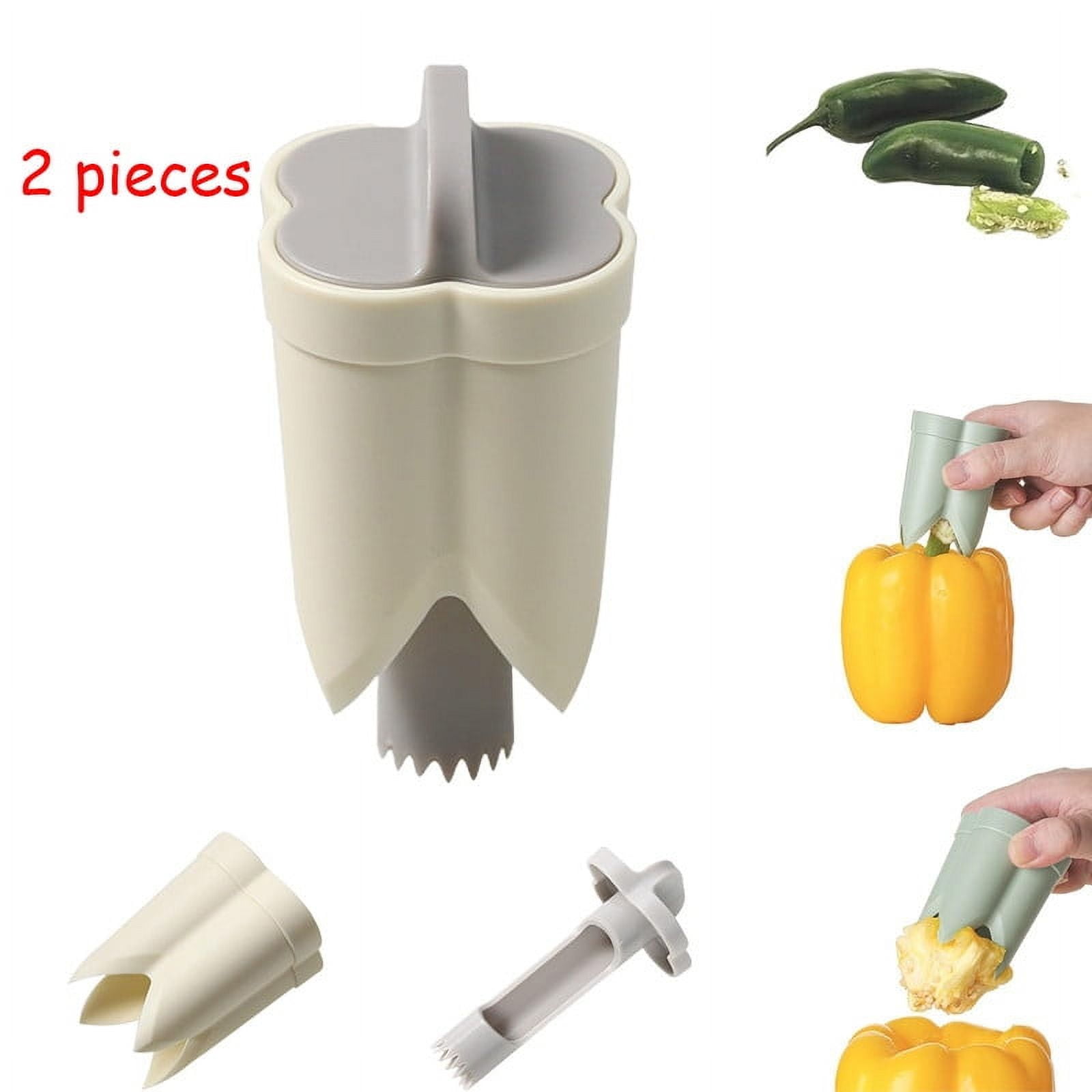 2 PCS Pepper Seed Corer Remover,2 in 1 Bell Pepper Cutter Pepper Porer ...