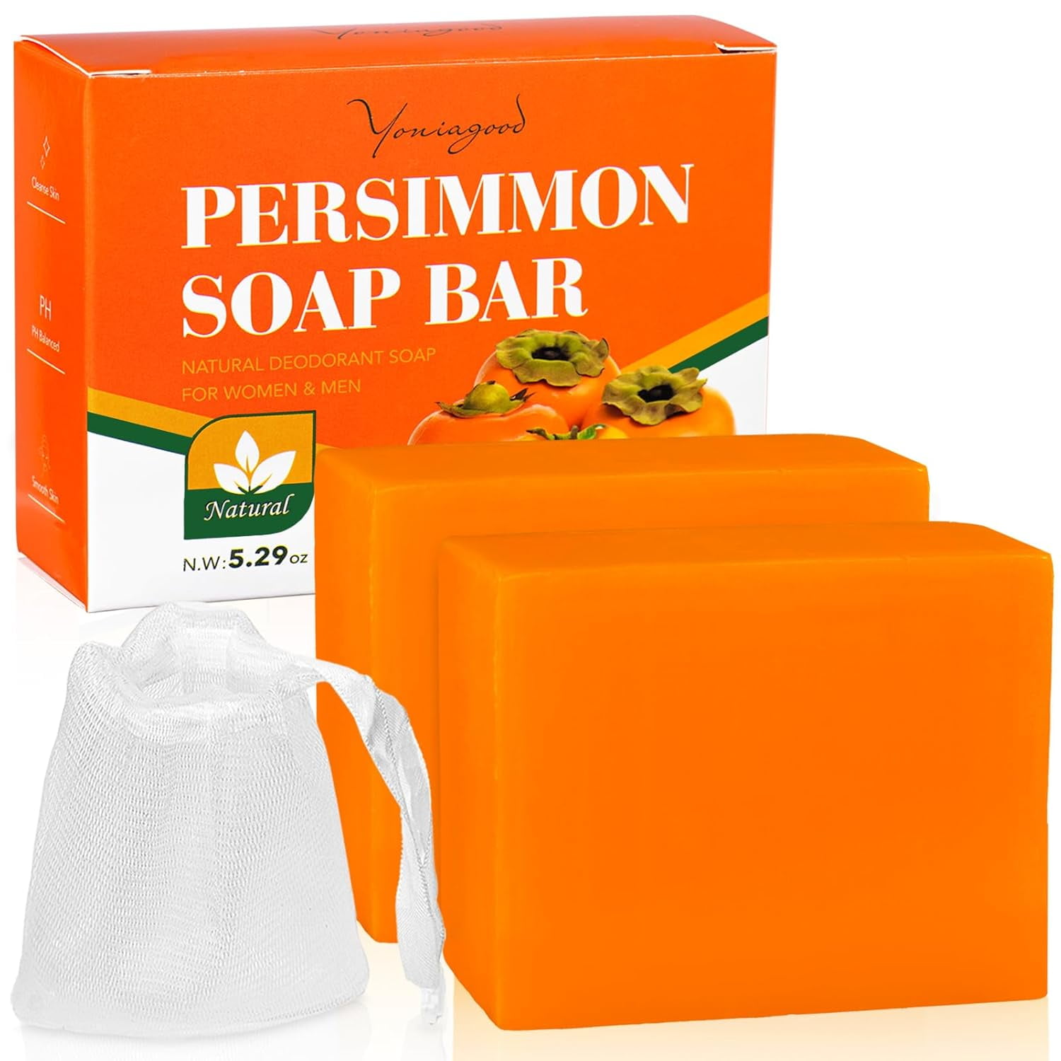 2 PCS Persimmon Soap Bar for Old People Smell, Natural Body Odor ...