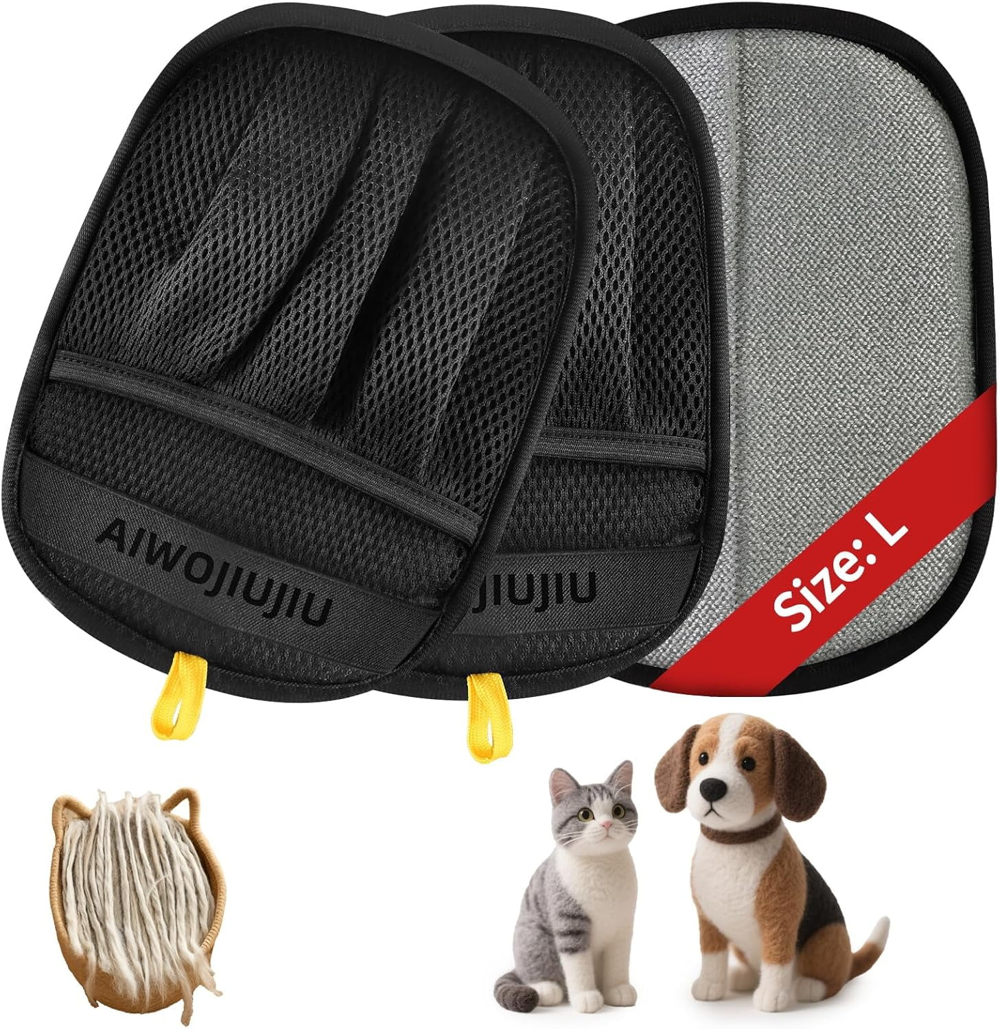 2 PCS Pet Hair Removal Glove for Cats & Dogs, Newly Pro Five-Finger ...