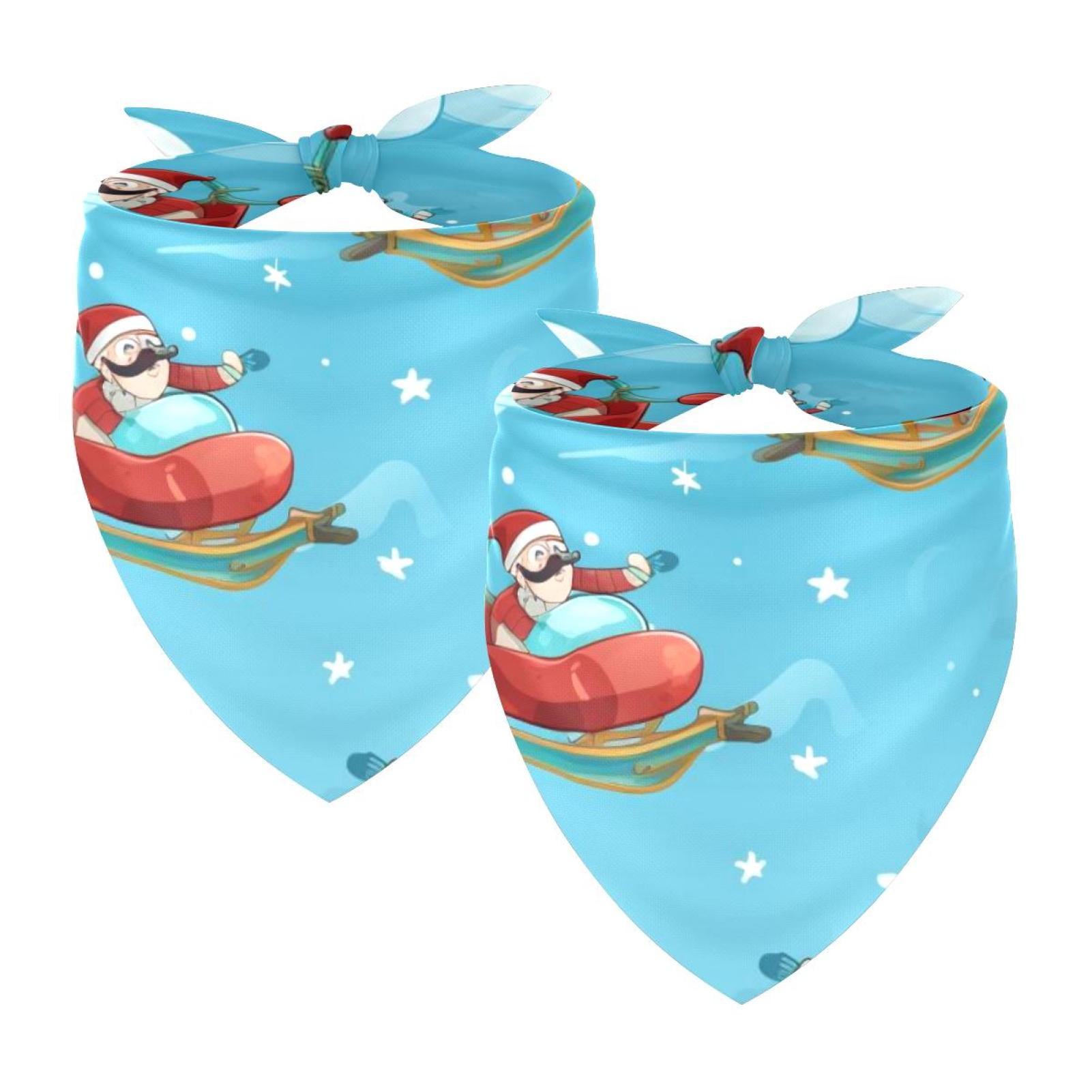 2 PCS Pet Triangle Scarf Large Dogs Bandanas Santa Claus Riding Sleigh ...