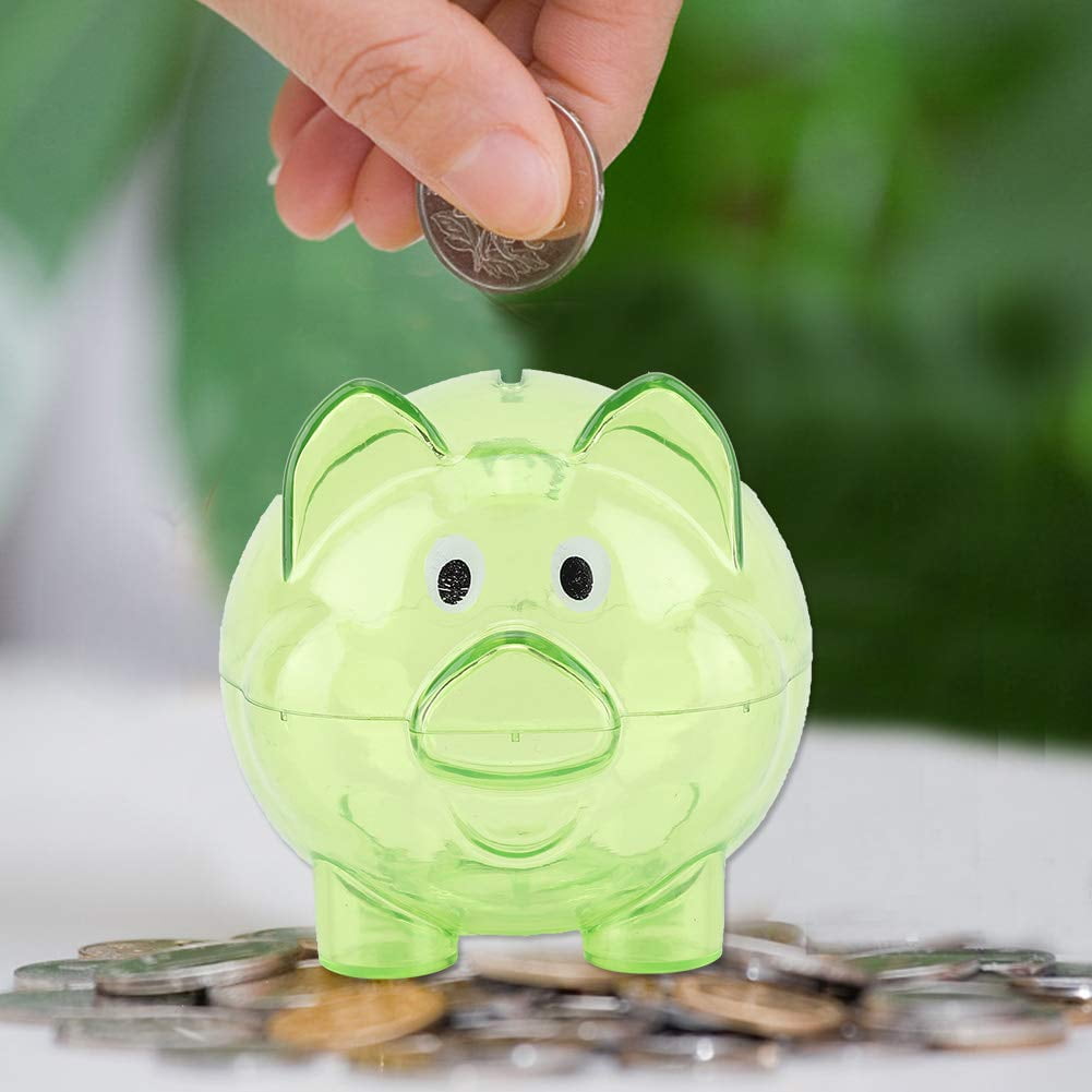2 PCS Piggy Bank for Kids, Cash Box Transparent Plastic Piggy Money ...