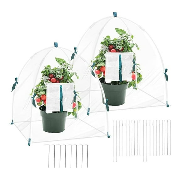 2 PCS Plant Covers Freeze Protection,Mini Greenhouse Outdoor with 4 ...