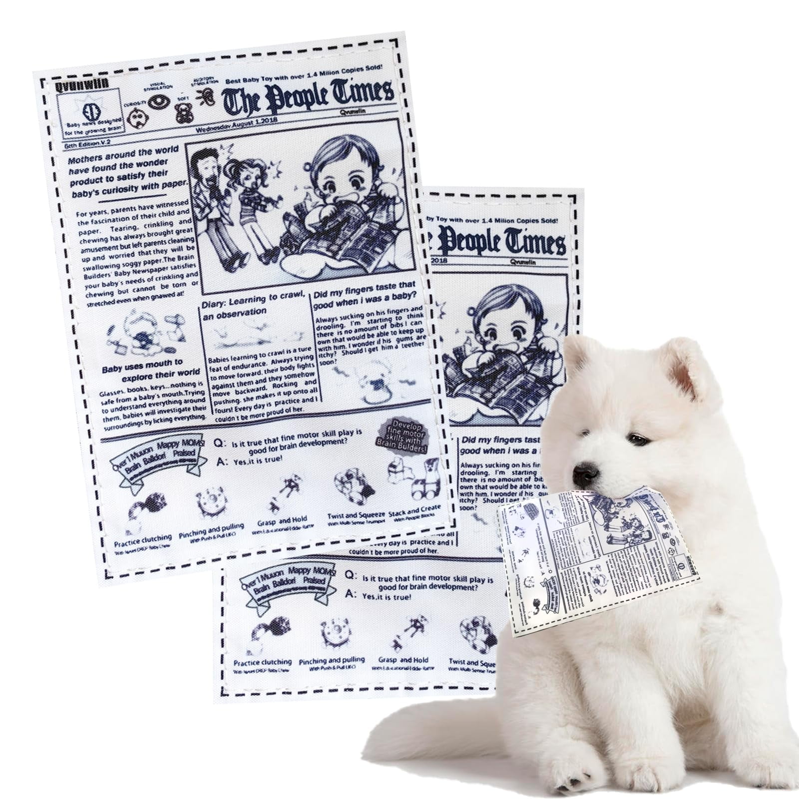 2 PCS Plastic Creaks Newspaper Crinkle Dog Pet Chew Toys, 600D Oxford ...