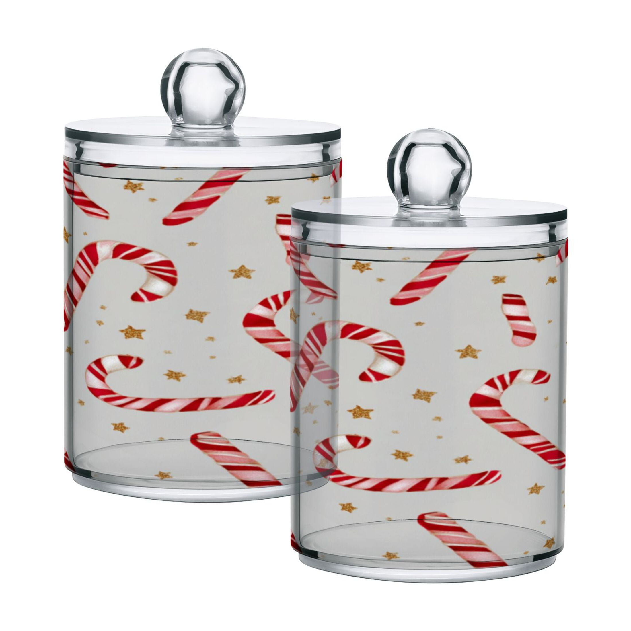 2 PCS Plastic Storage Canister Clear with Lids Airtight Cotton Swabs ...