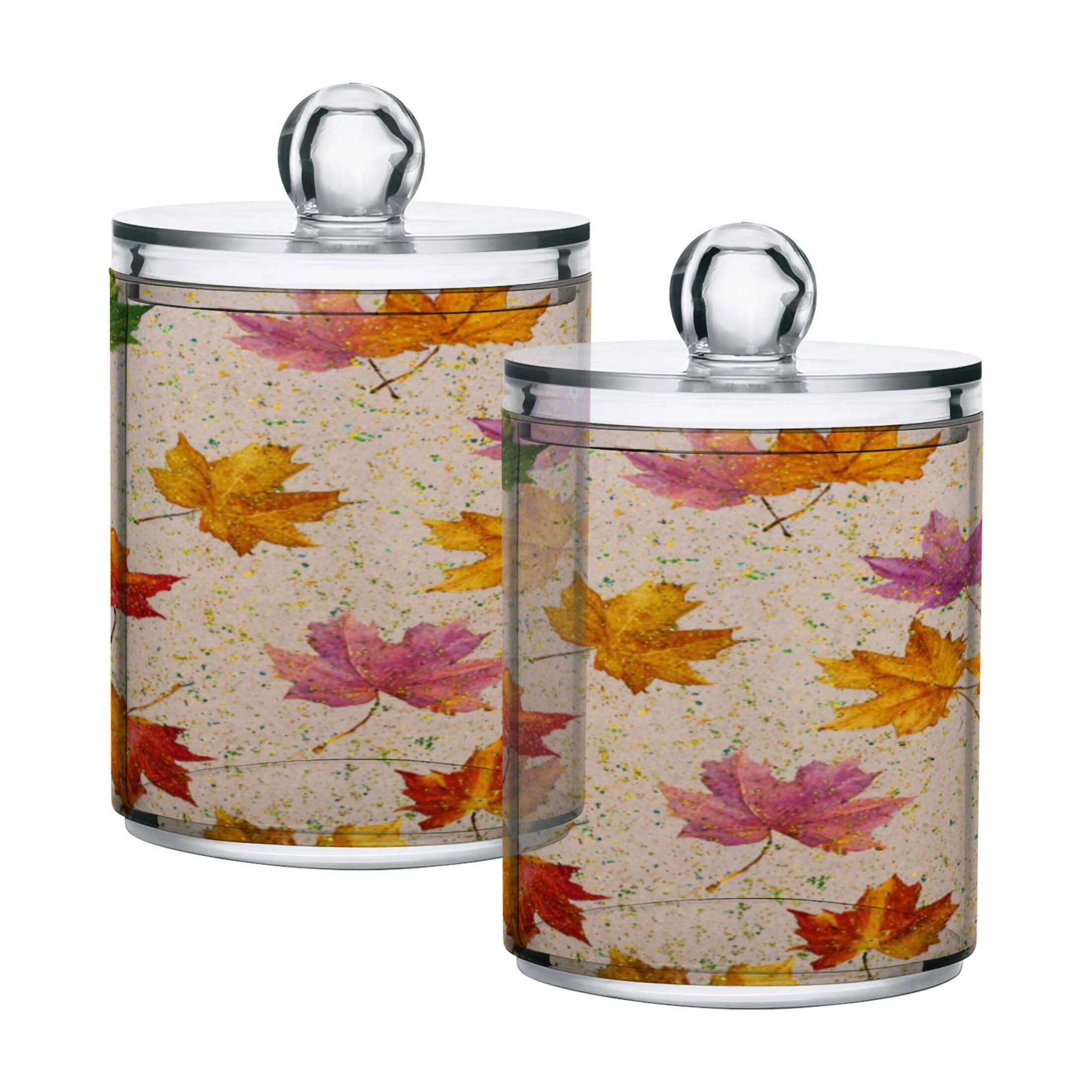 2 PCS Plastic Storage Canister Clear with Lids Airtight Cotton Swabs ...