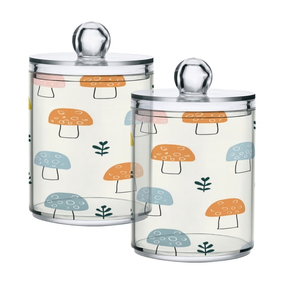 2 PCS Plastic Storage Canister Clear with Lids Airtight Cotton Swabs ...