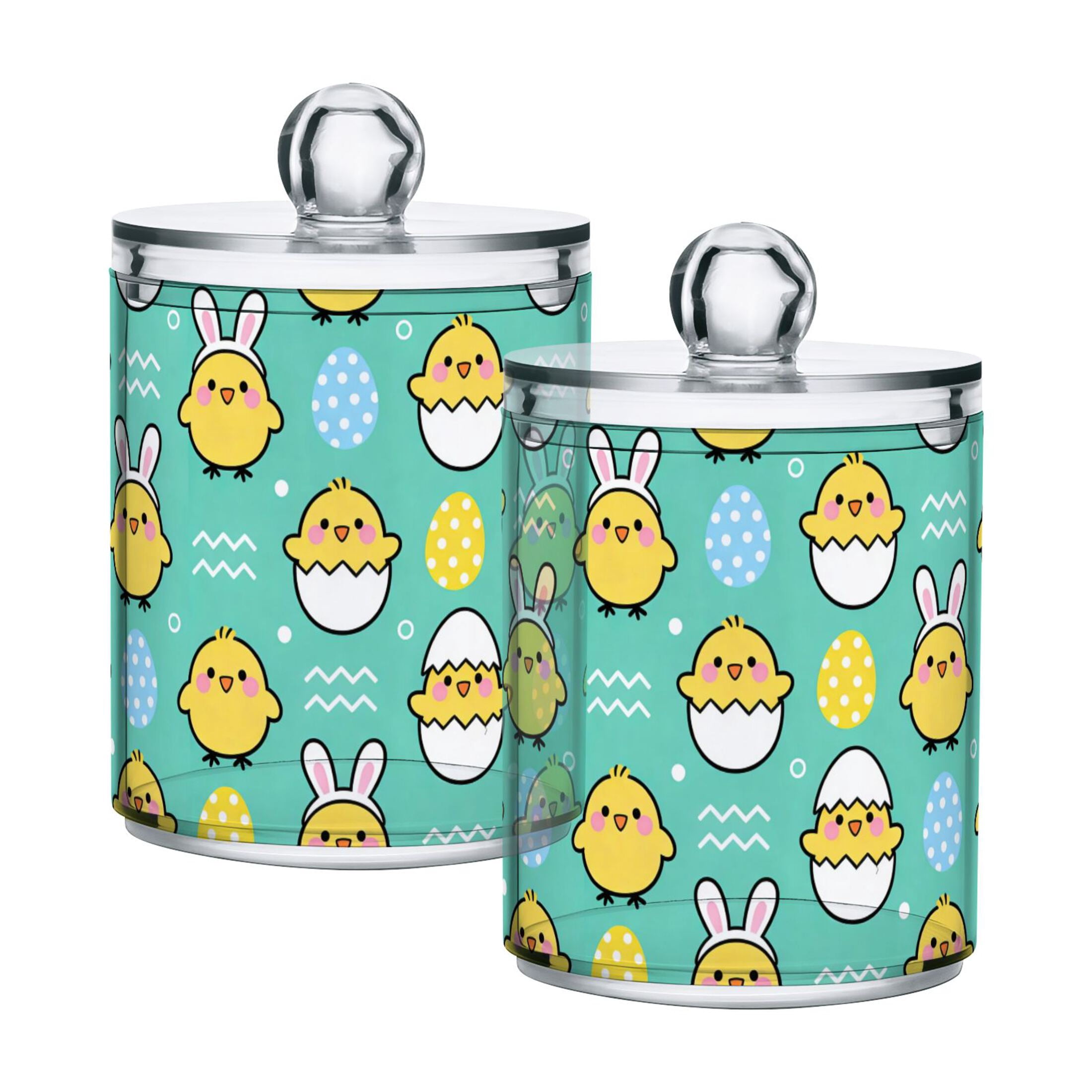 2 PCS Plastic Storage Canister Clear with Lids Airtight Cotton Swabs ...