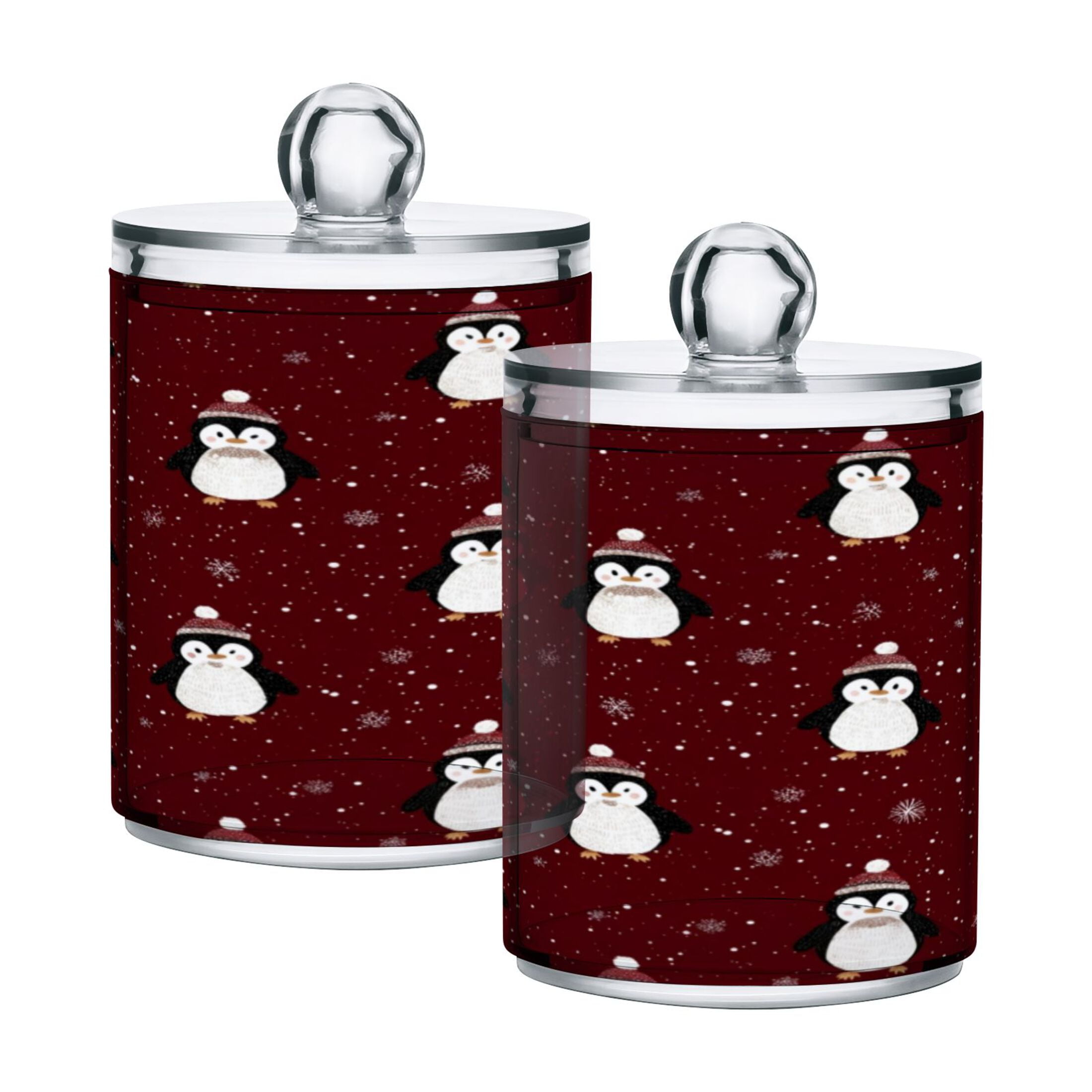 2 PCS Plastic Storage Canister Clear with Lids Airtight Cotton Swabs ...