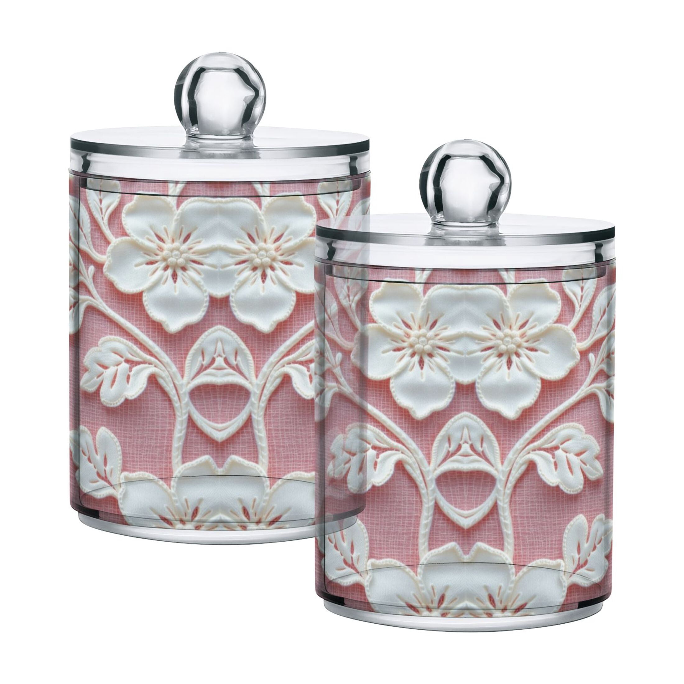 2 PCS Plastic Storage Canister Clear with Lids Airtight Cotton Swabs ...