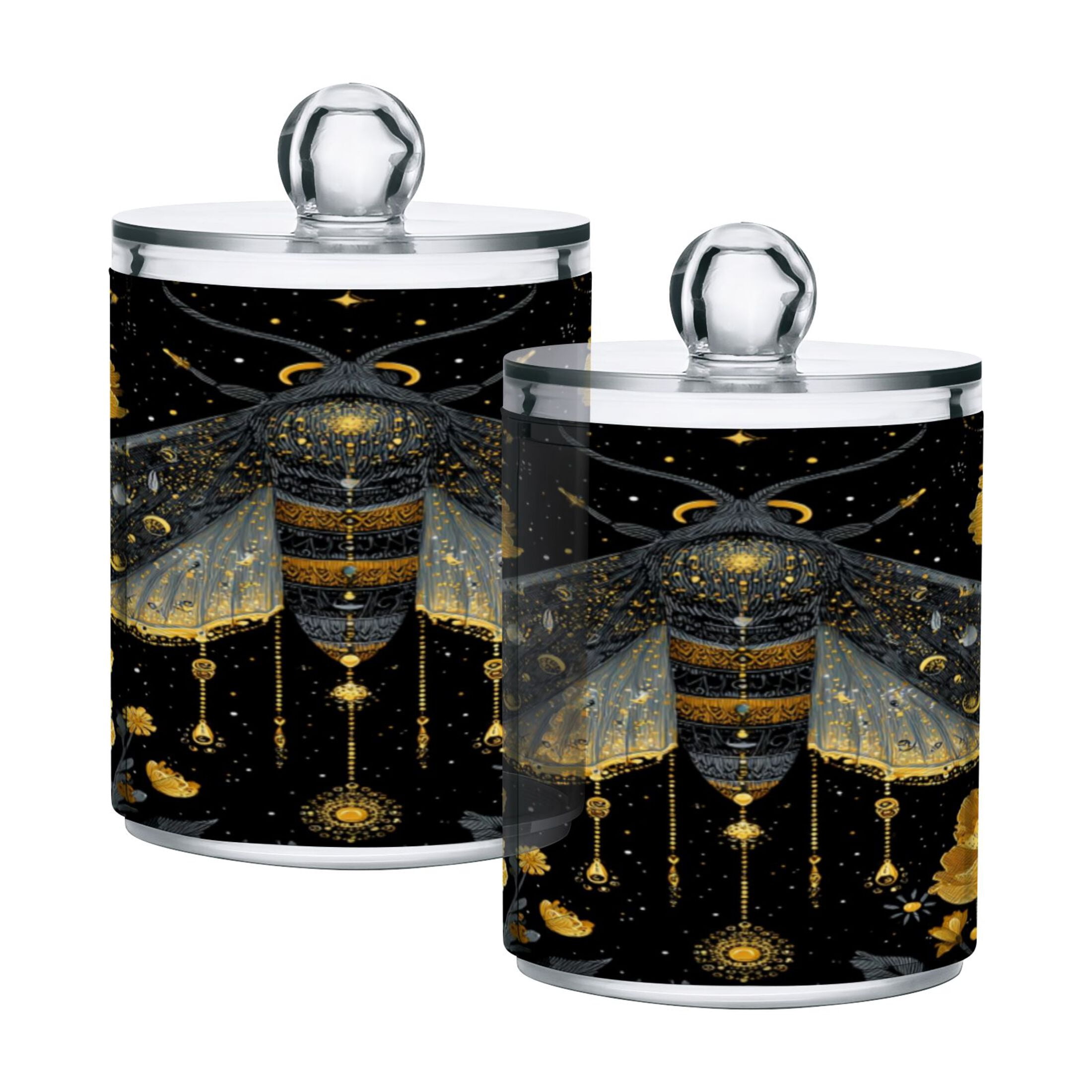 2 PCS Plastic Storage Canister Clear with Lids Airtight Cotton Swabs ...