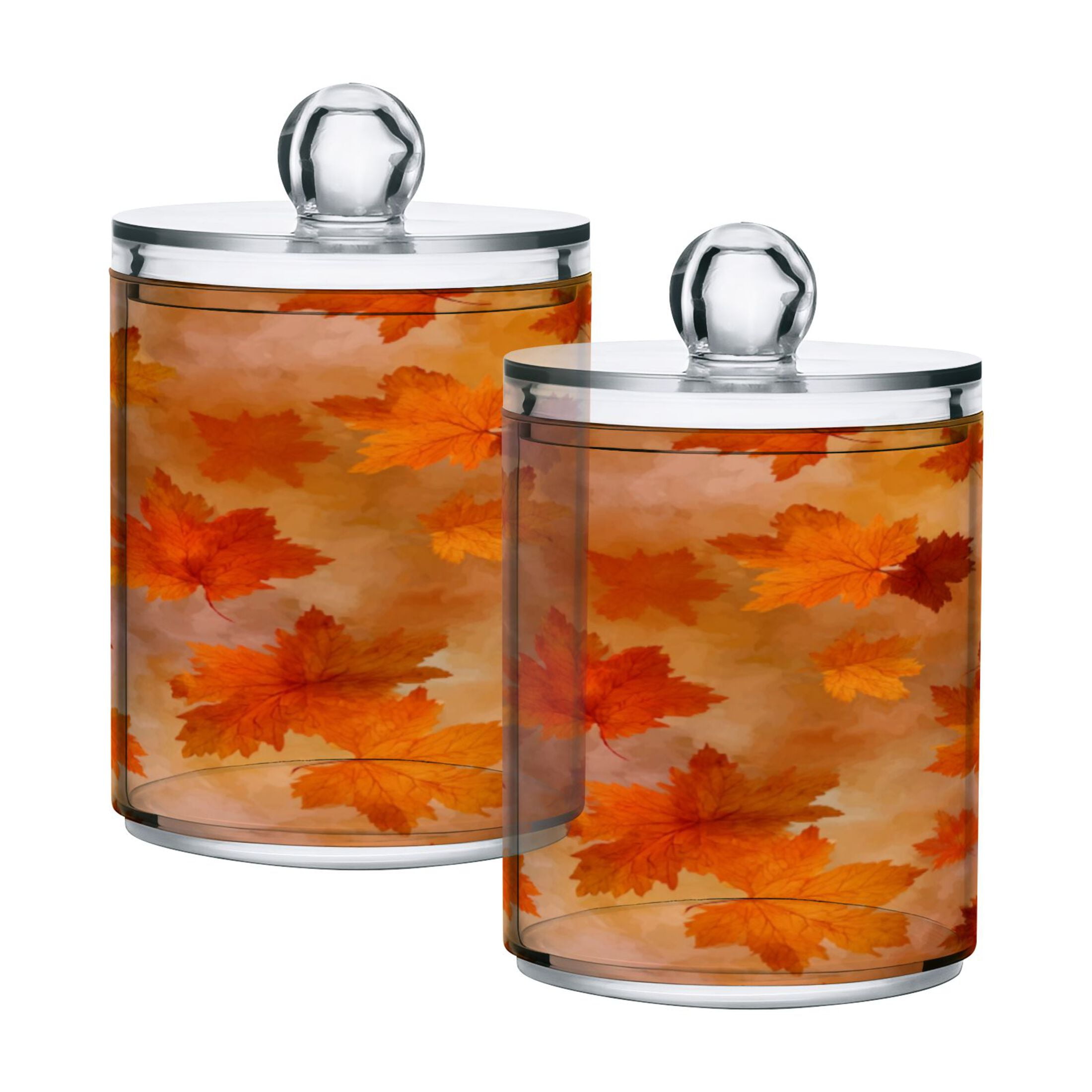 2 PCS Plastic Storage Canister Clear with Lids Airtight Cotton Swabs ...