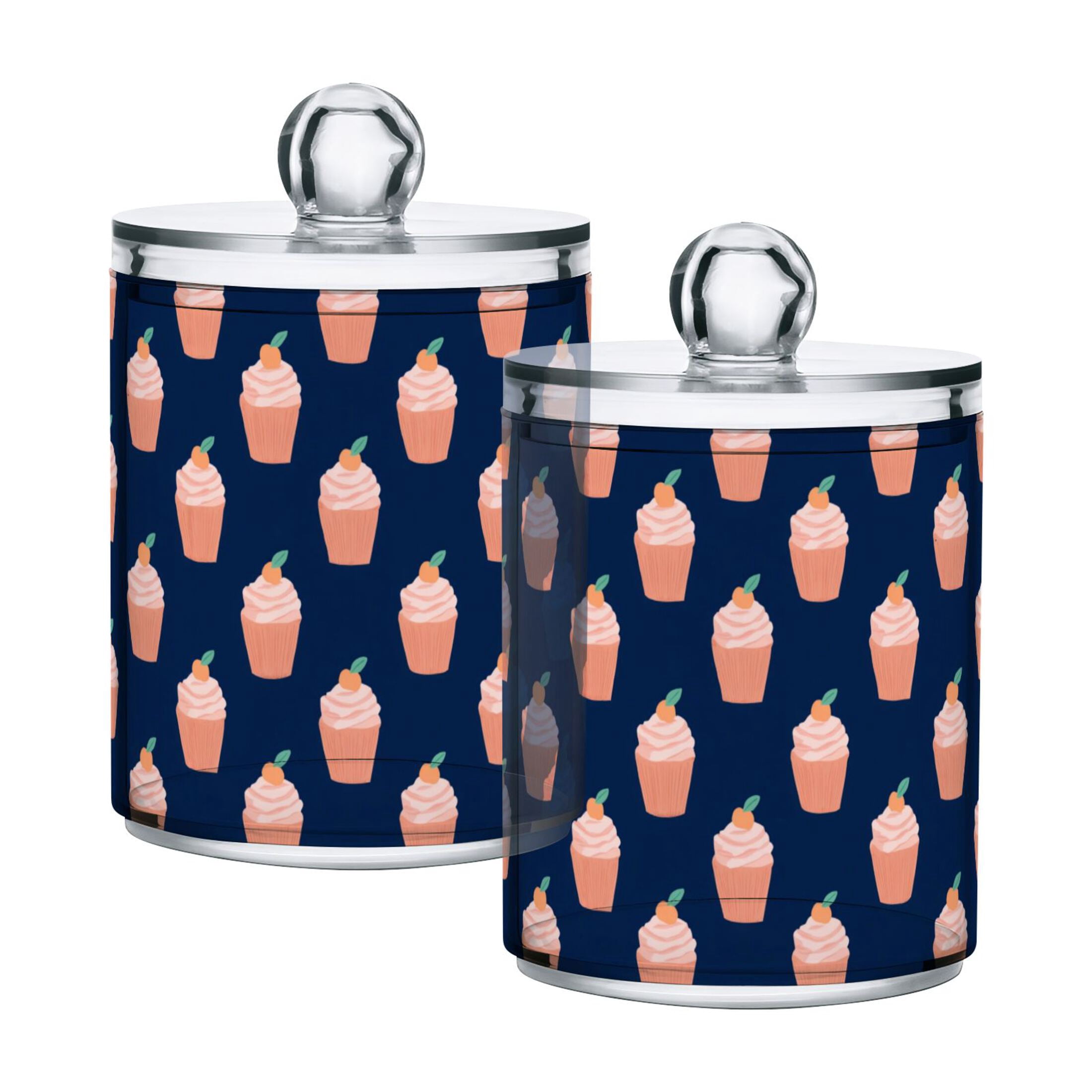 2 PCS Plastic Storage Canister Clear with Lids Airtight Cotton Swabs ...