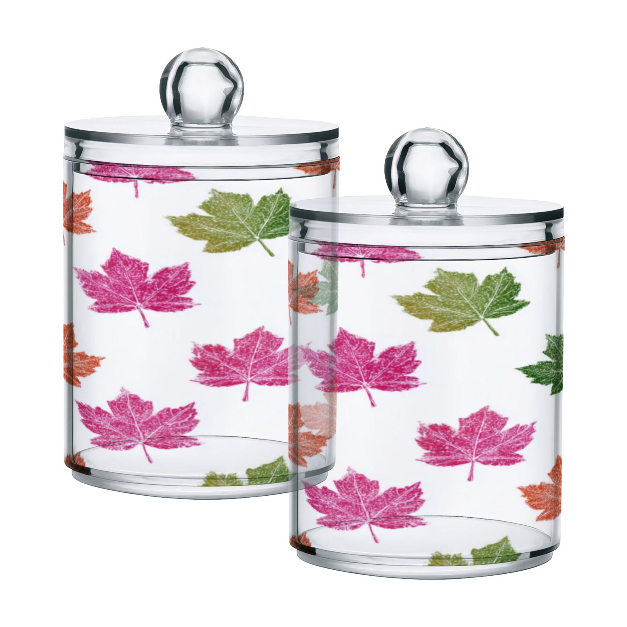 2 PCS Plastic Storage Canister Clear with Lids Airtight Cotton Swabs ...