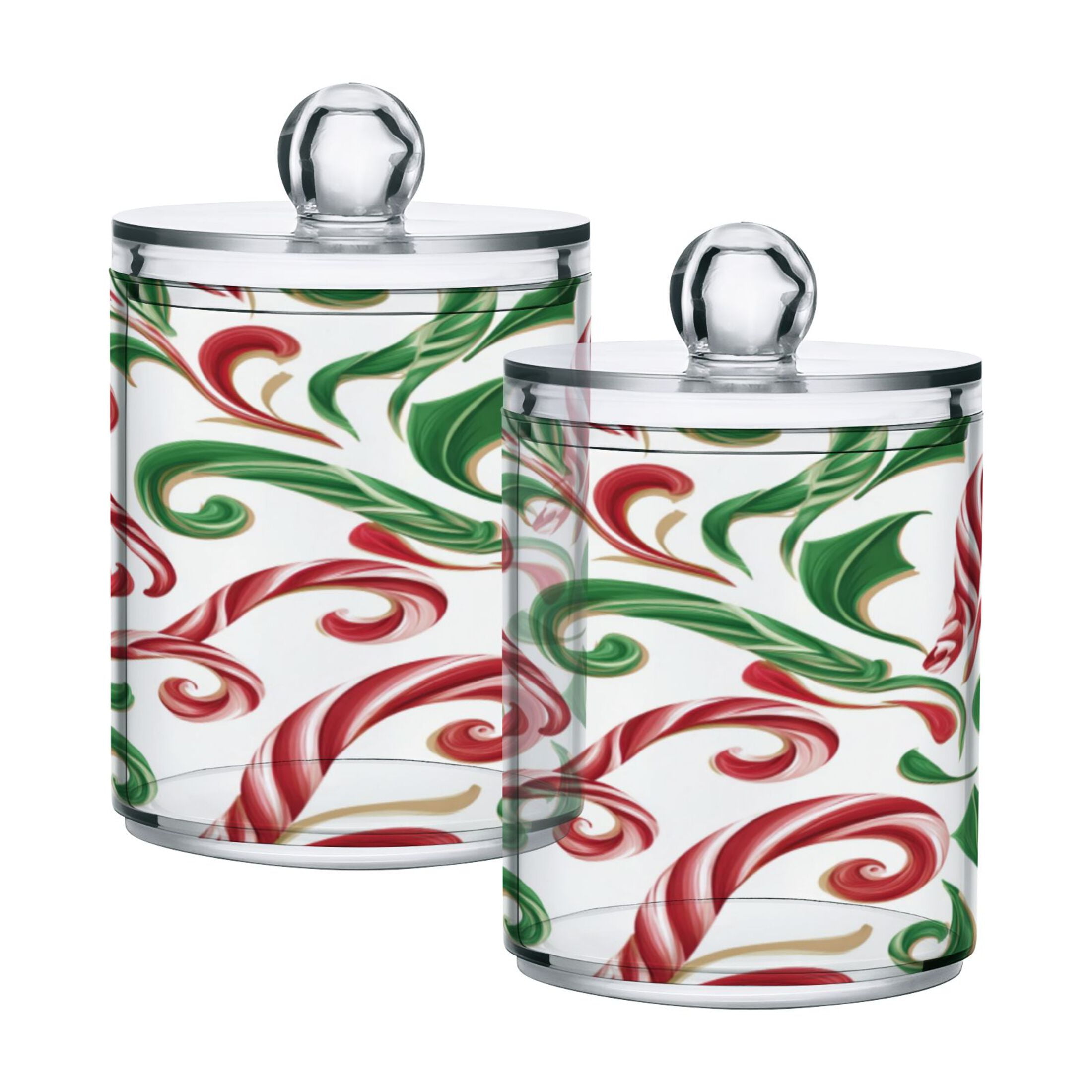 2 PCS Plastic Storage Canister Clear with Lids Airtight Cotton Swabs ...