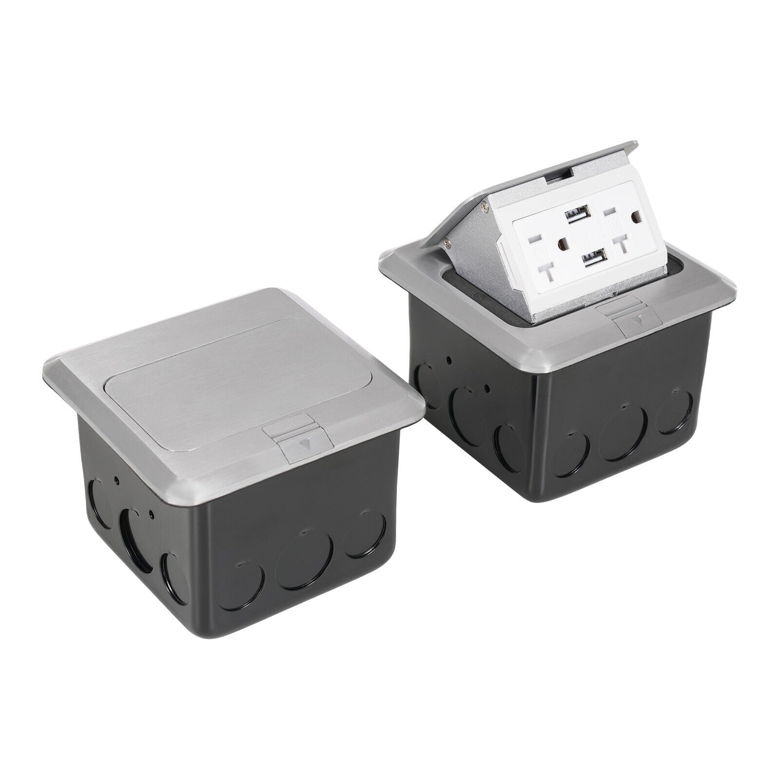 2 PCS Pop Up Floor Electrical Outlet, Hidden Sockets 4.8A Water-Proof Power Socke with 2 USB ...