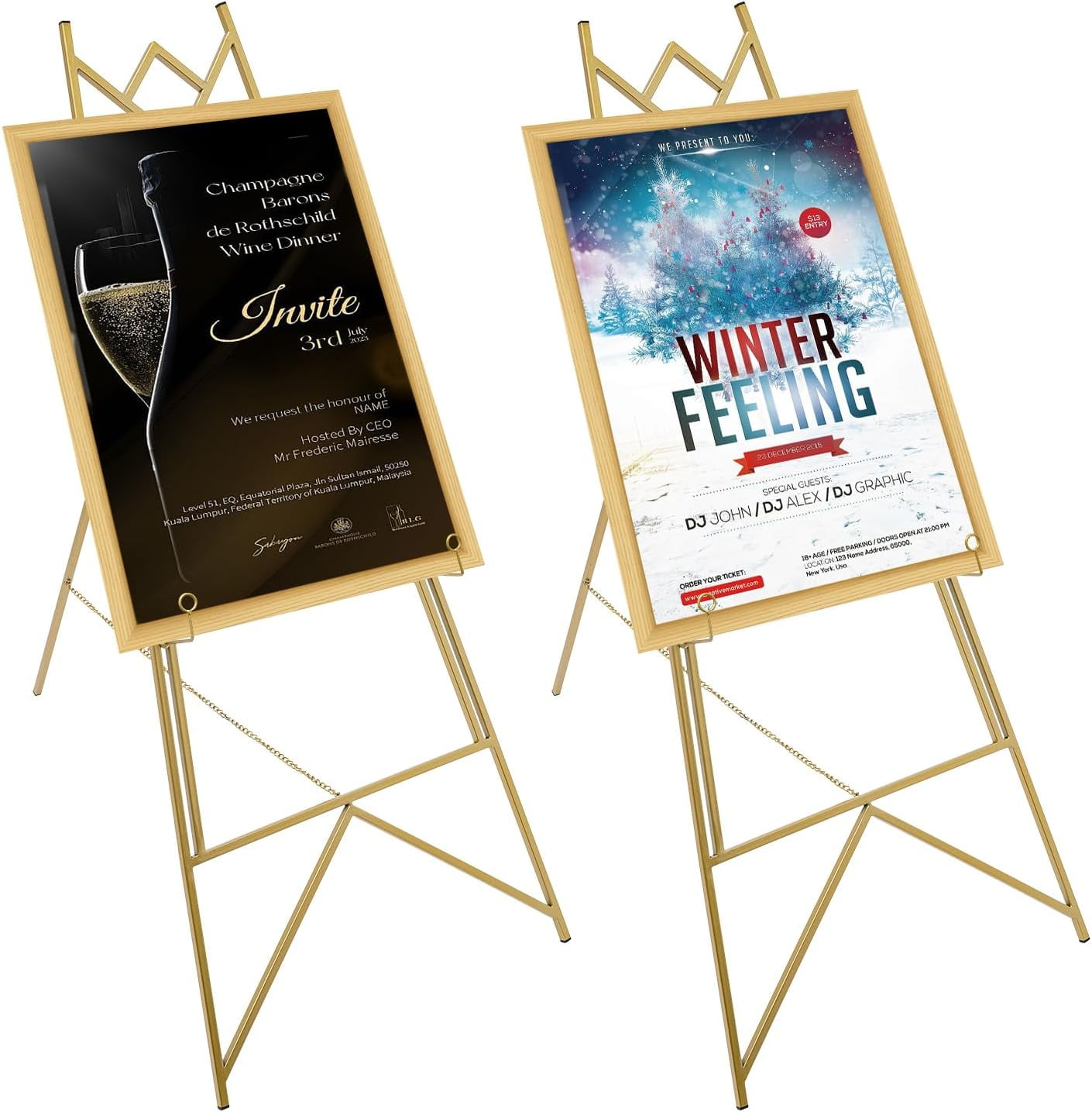 2 PCS Portable Floor Easel Stand, 43 inch Tall Wedding Easel Stand ...