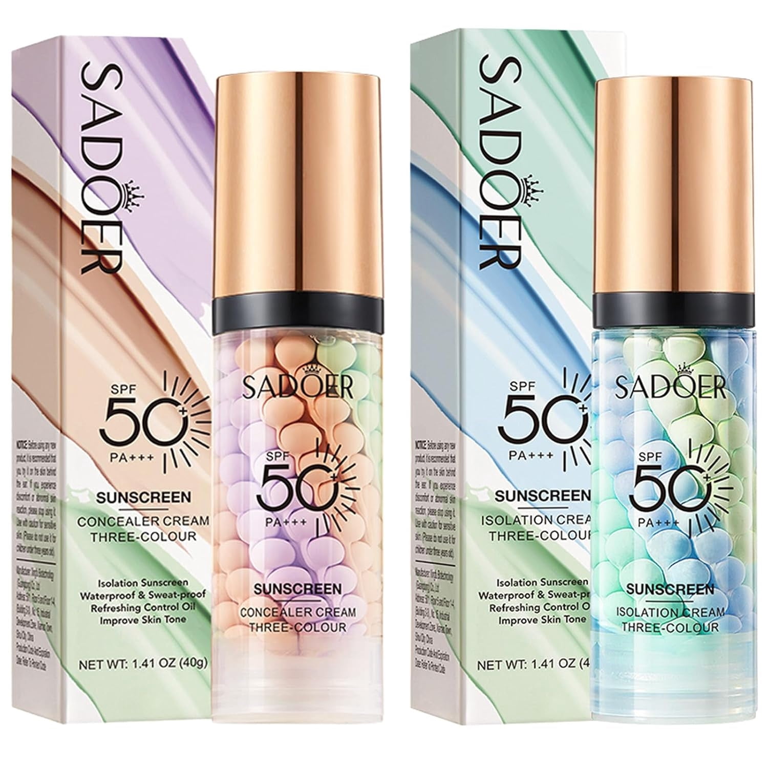 2 PCS Primer For Face Before Makeup, 3 In 1 SPF 50 Sunscreen Isolation ...