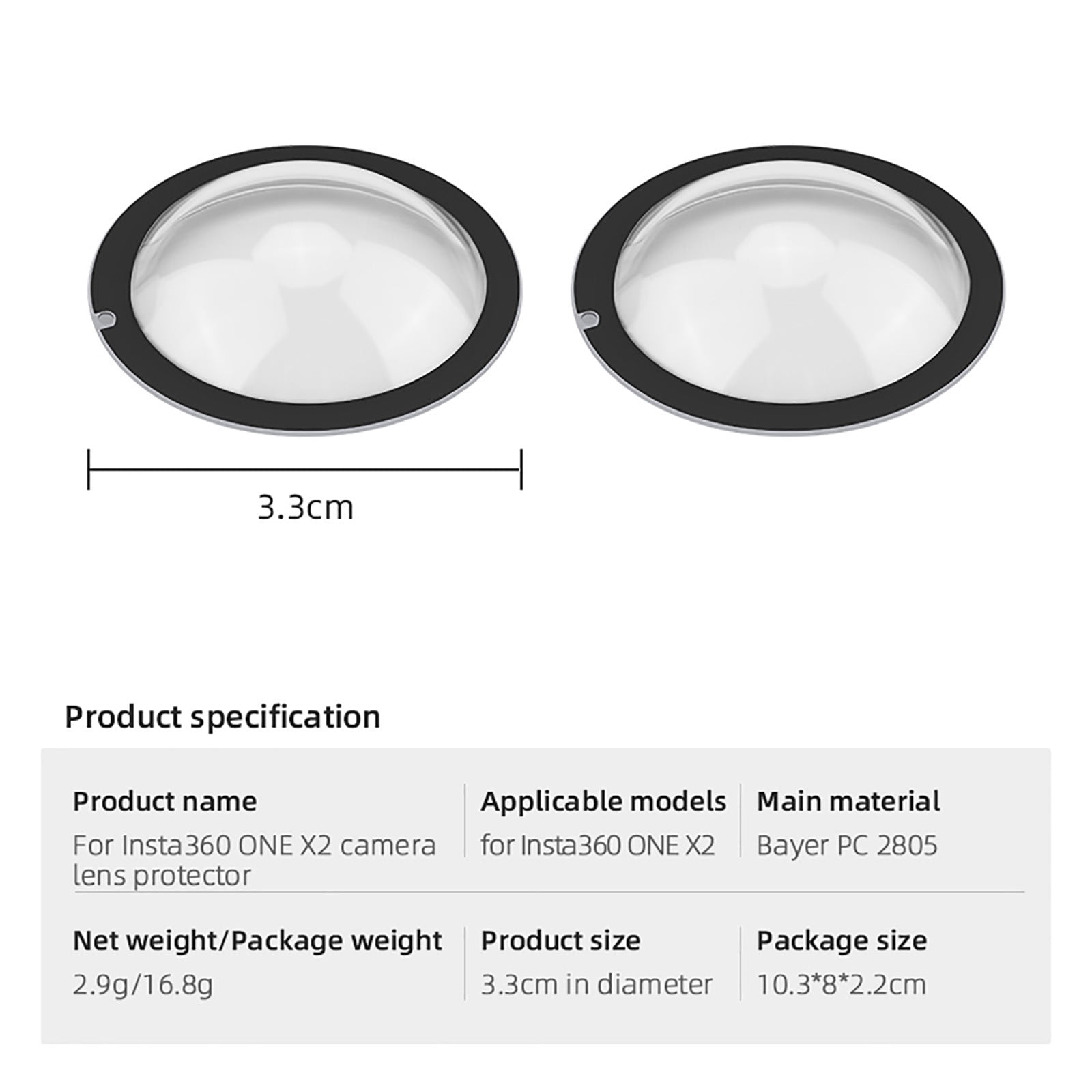 2 PCS Protective Lens Cover Lens Guard for Insta 360 ONE X2 with Camera ...