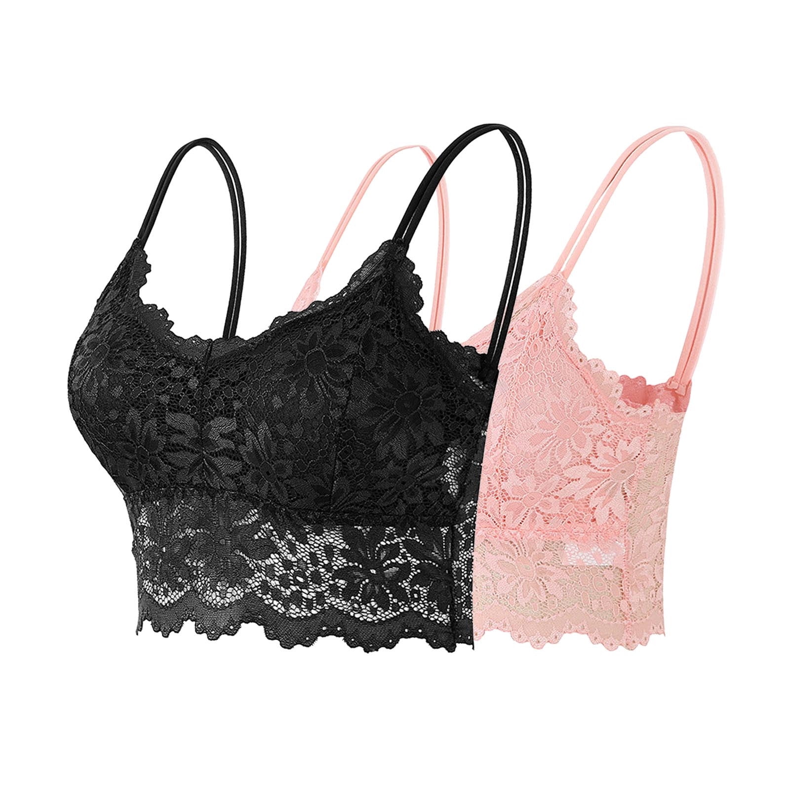 2 PCS Push Up Bras for Women Wireless Longline Lace Bandeau Bralettes ...