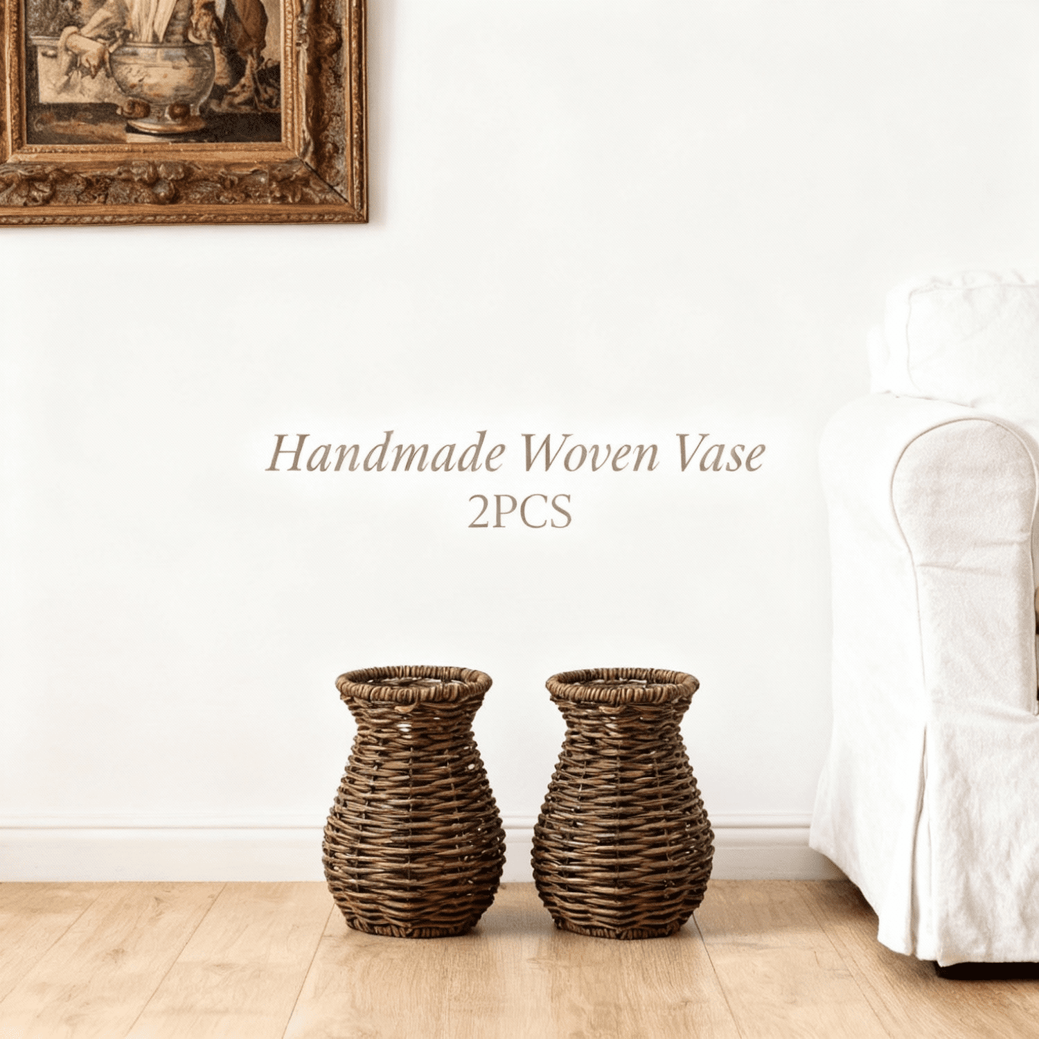 2 PCS Rattan Vase,Handwoven Flower Vase,Wicker Basket Design for Dry ...